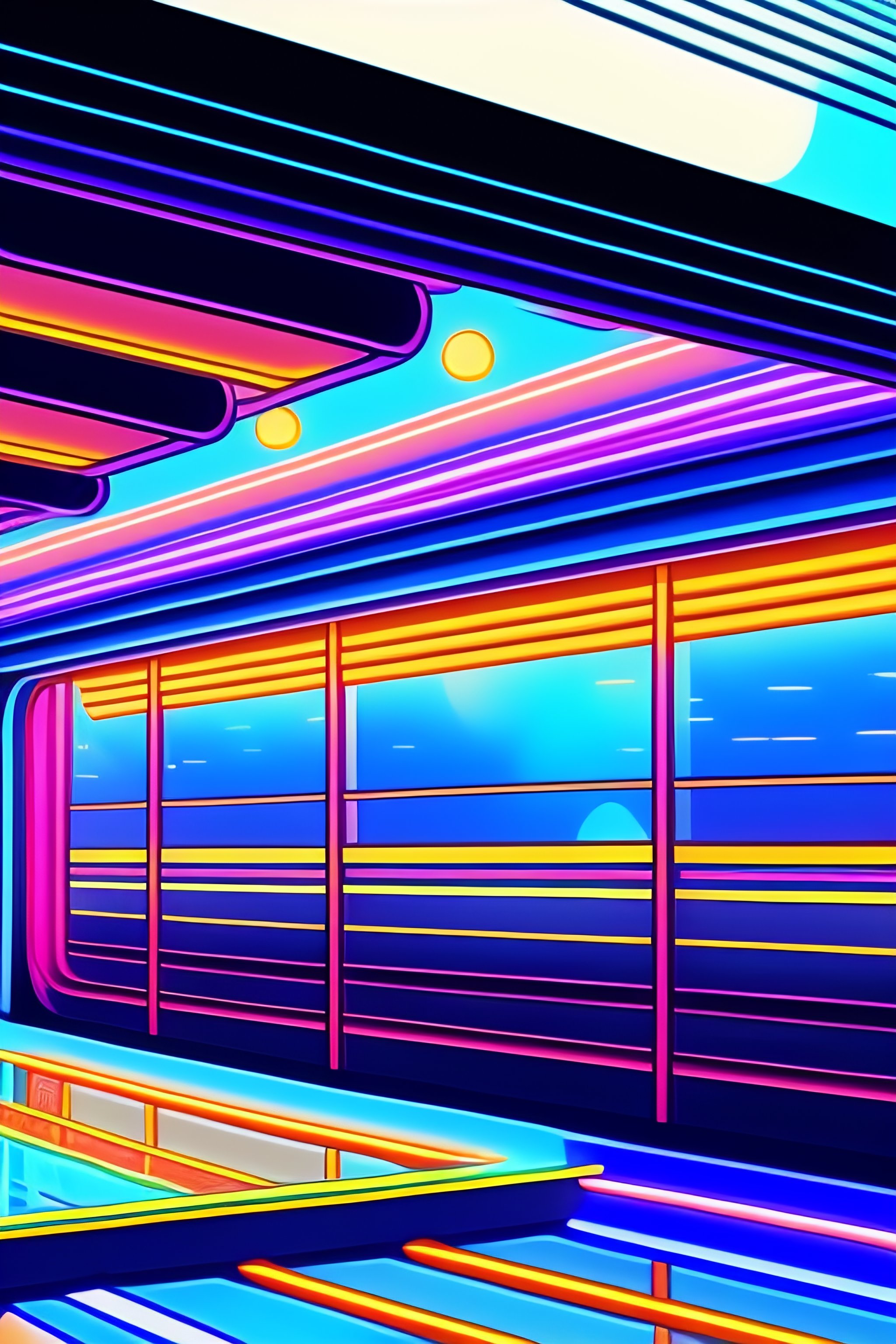 Lexica - Vintage 90's anime japan style neon lights line art