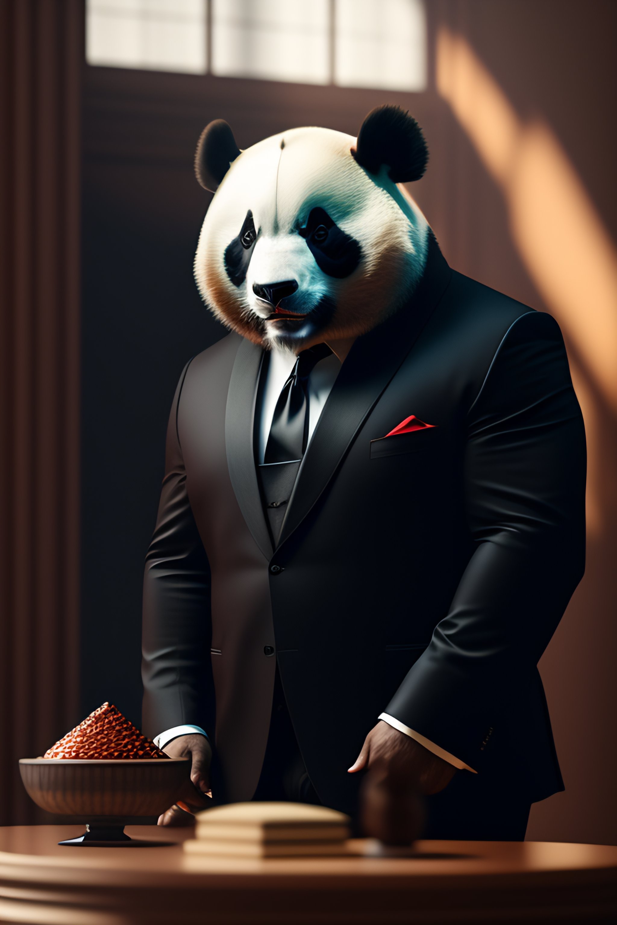 Lexica - Mafia boss panda wearing a suit, perfect composition ...