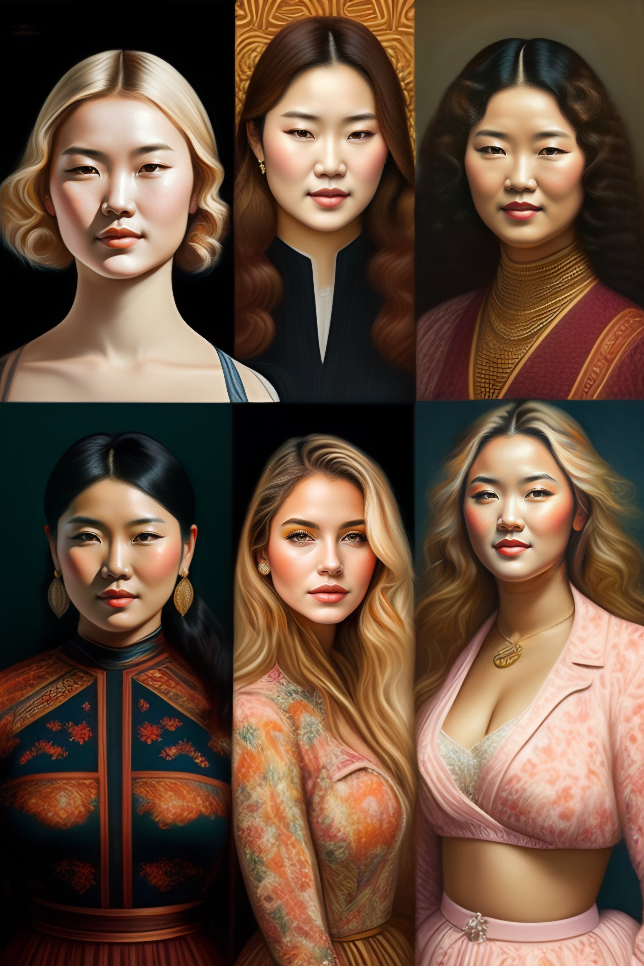 Lexica - Art hiper realists portraits of females, with different body sizes, making a human ...