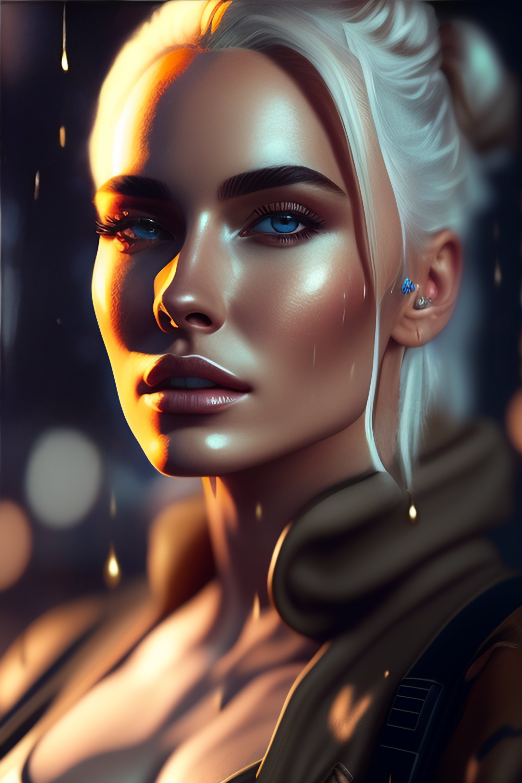 Lexica - Full white body pose, hyperrealistic mixed media painting of a ...