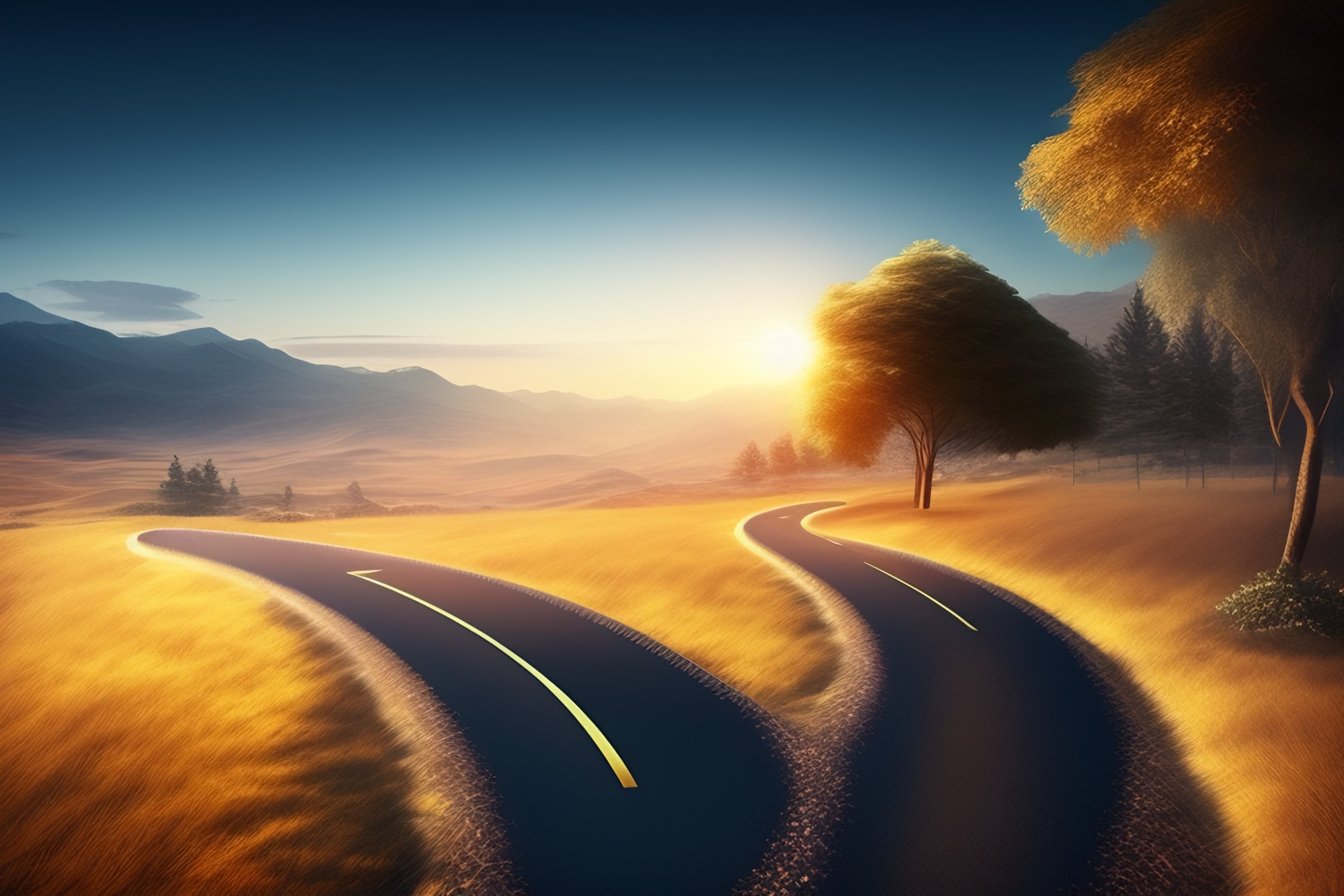 Lexica - Imagine of a winding path towards the future with various ...