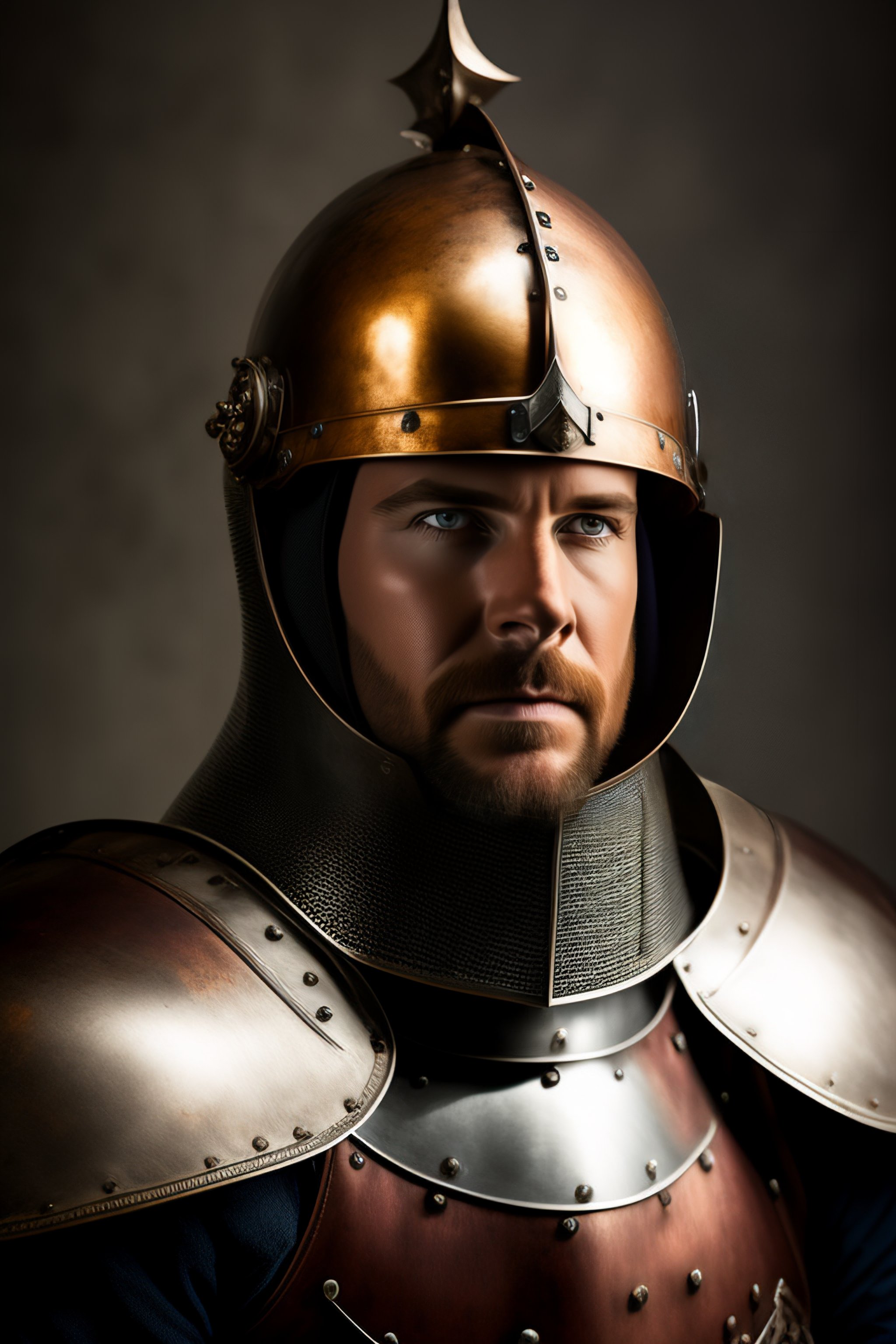 Lexica - Portrait of a middle aged knight, handsome, rusty battered ...