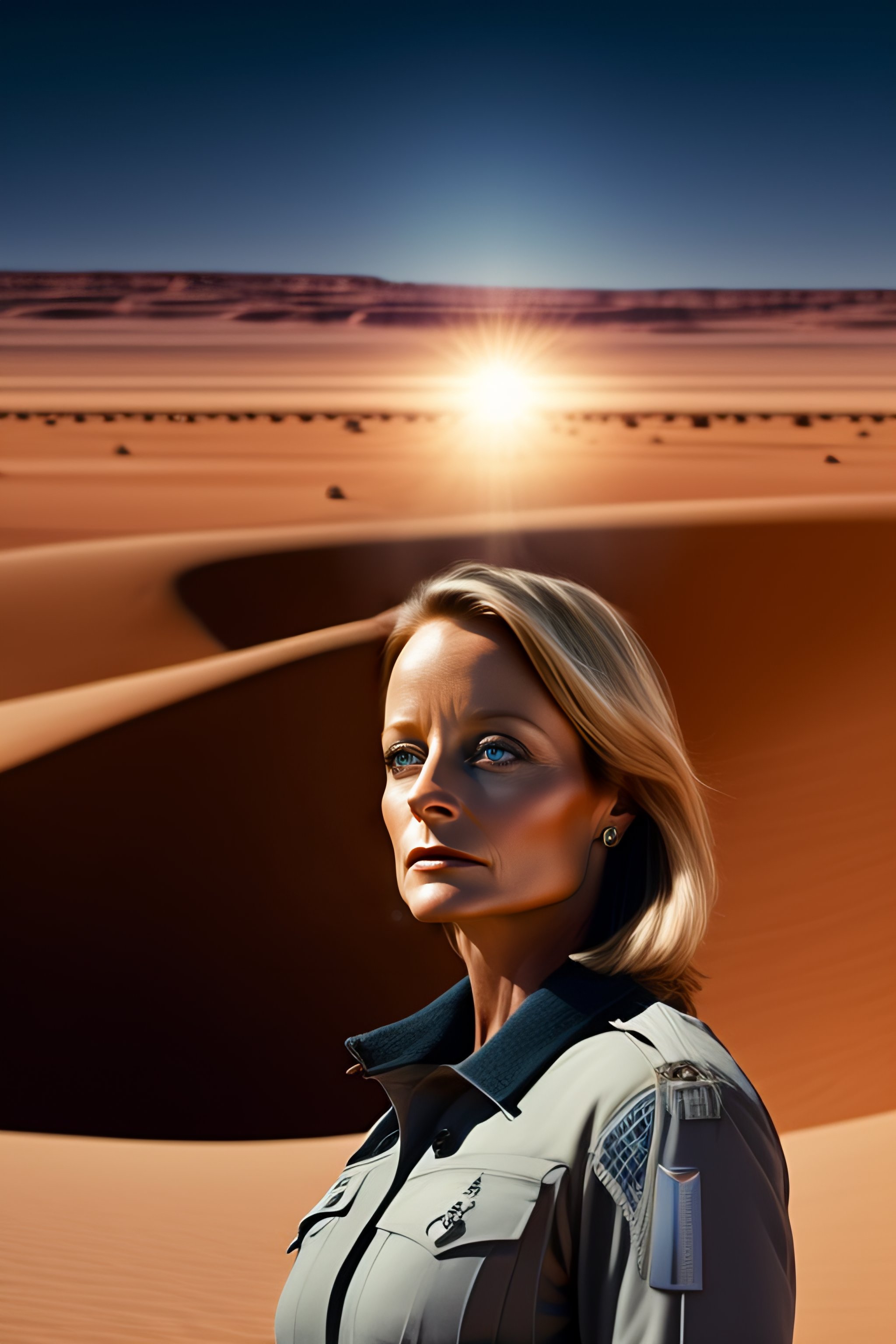 Lexica - Portrait Realistic of Jodie Foster in Roswell Desert in ...