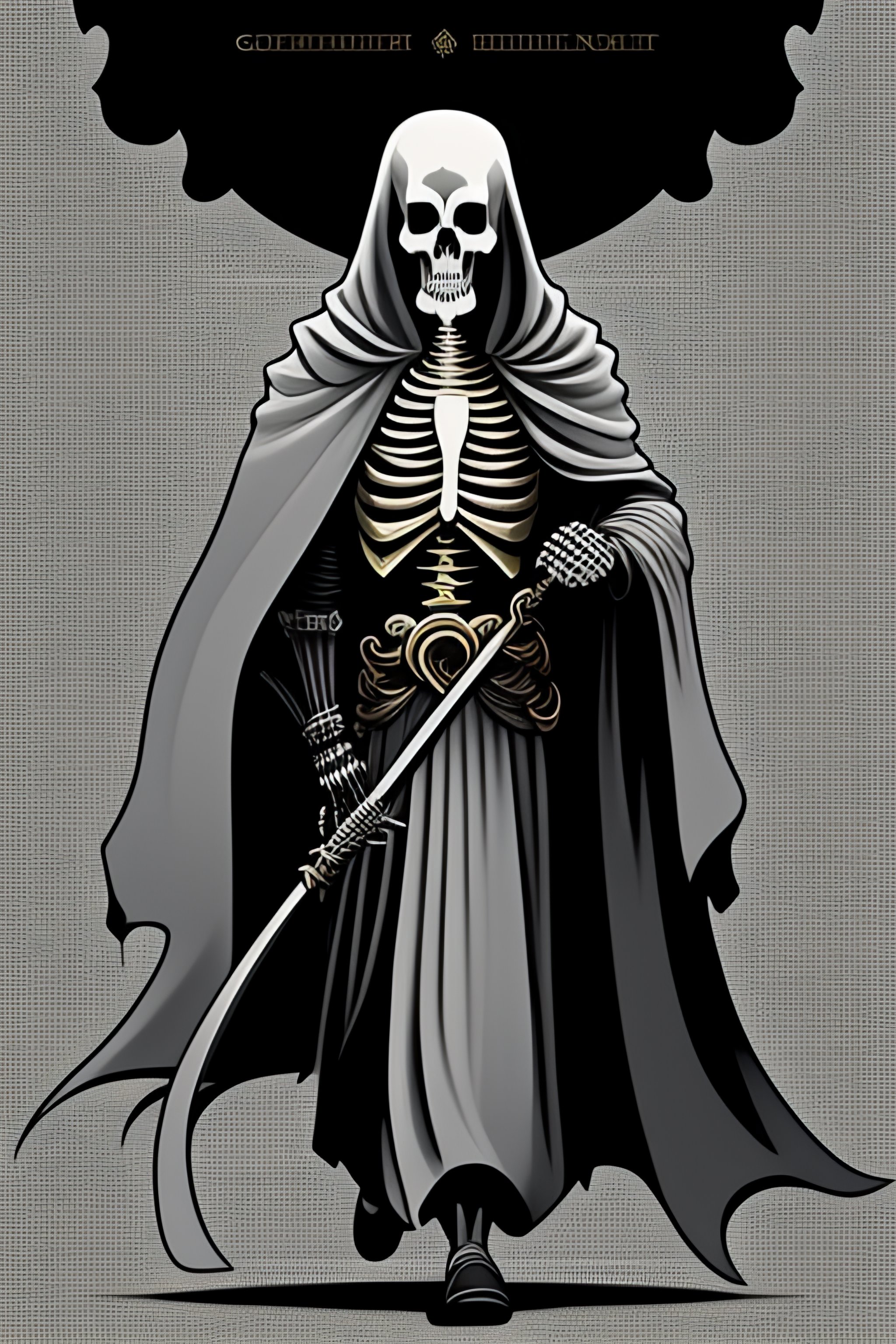 Lexica - Grim reaper skeleton in a gray ceremonial dress, carrying a ...