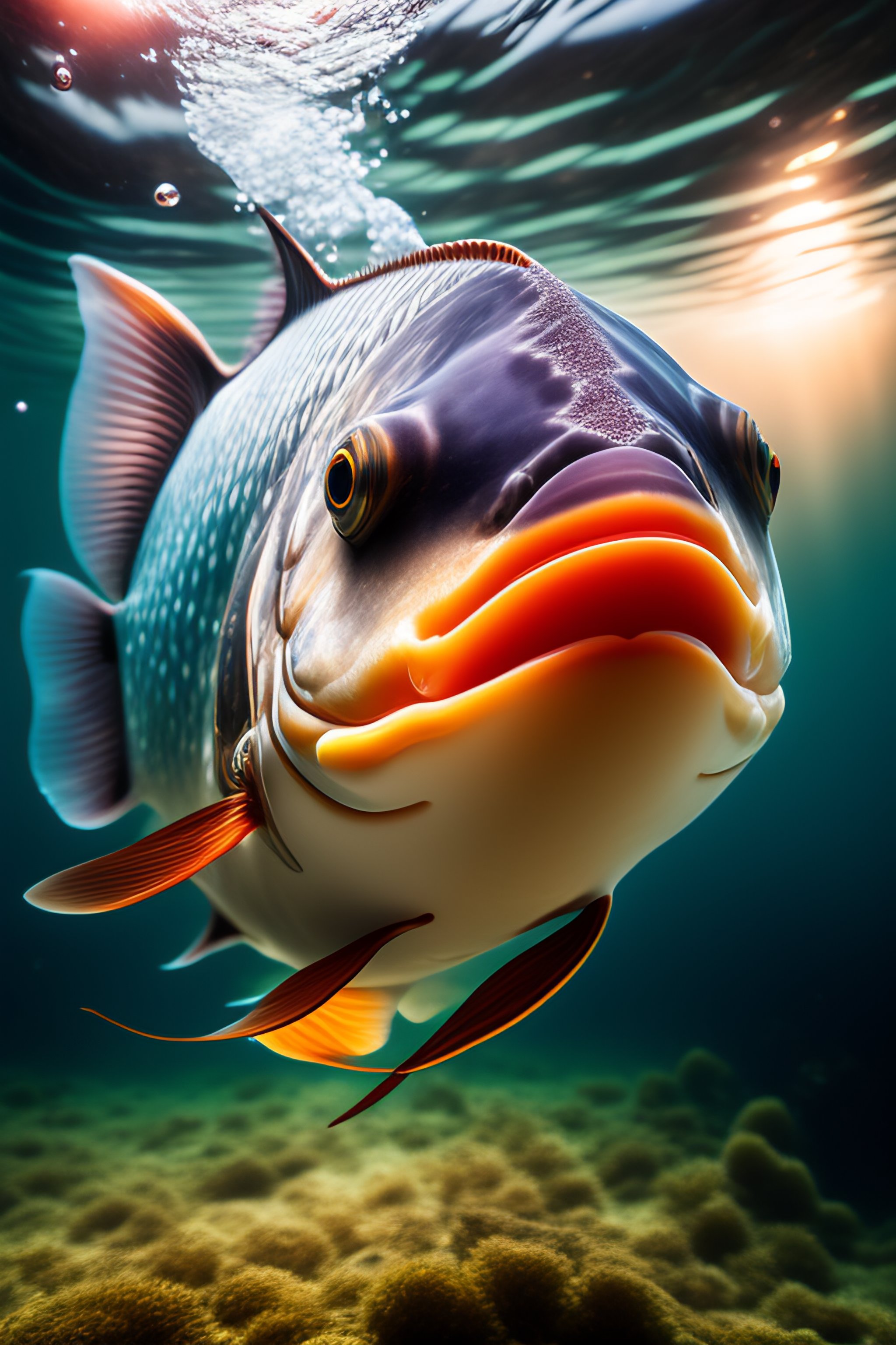 Lexica - Realistic studio photograph of a deep sea fish deep underwater ...