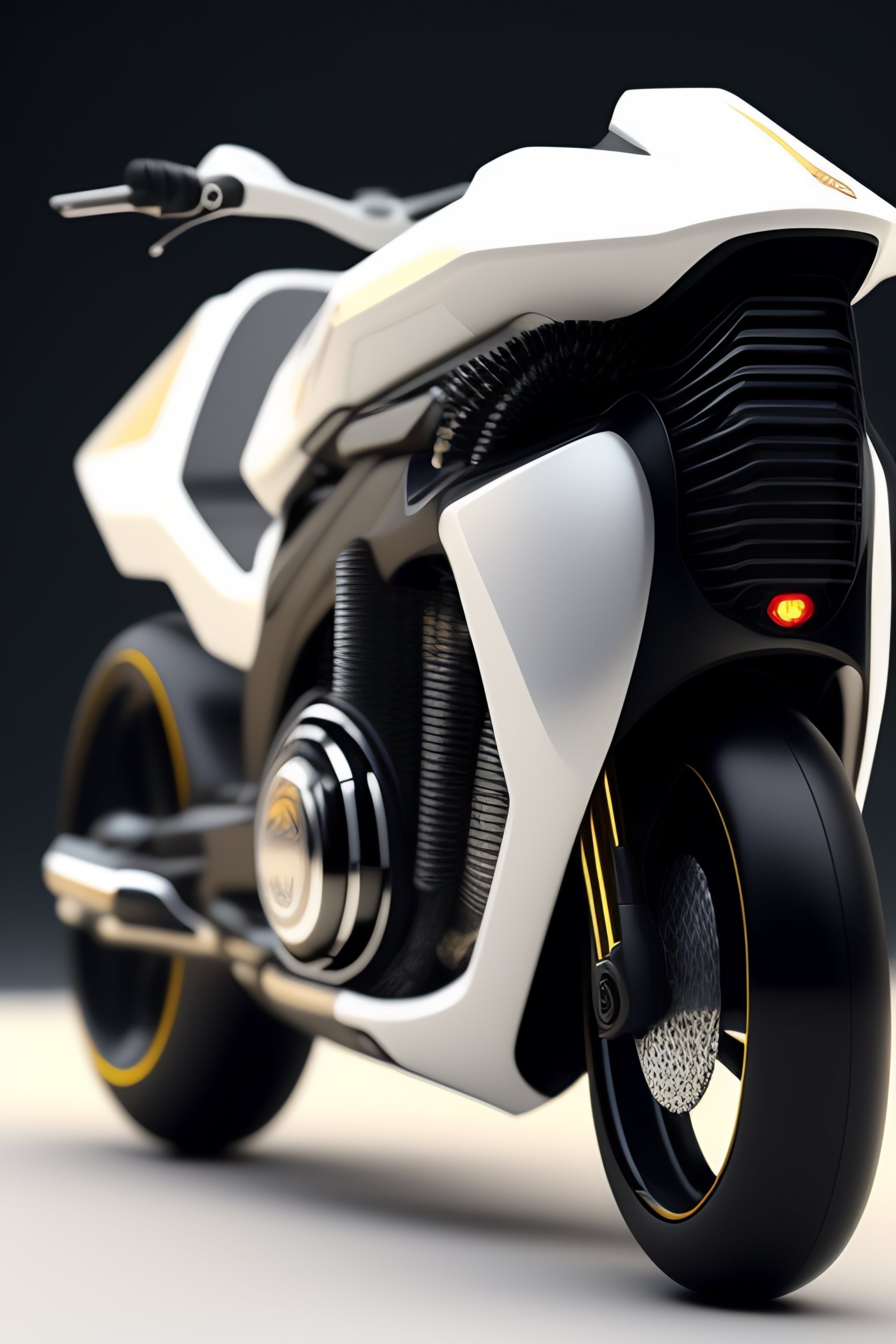 Lexica - White pearl and carbon fiber armoured motorbike in a style of ...