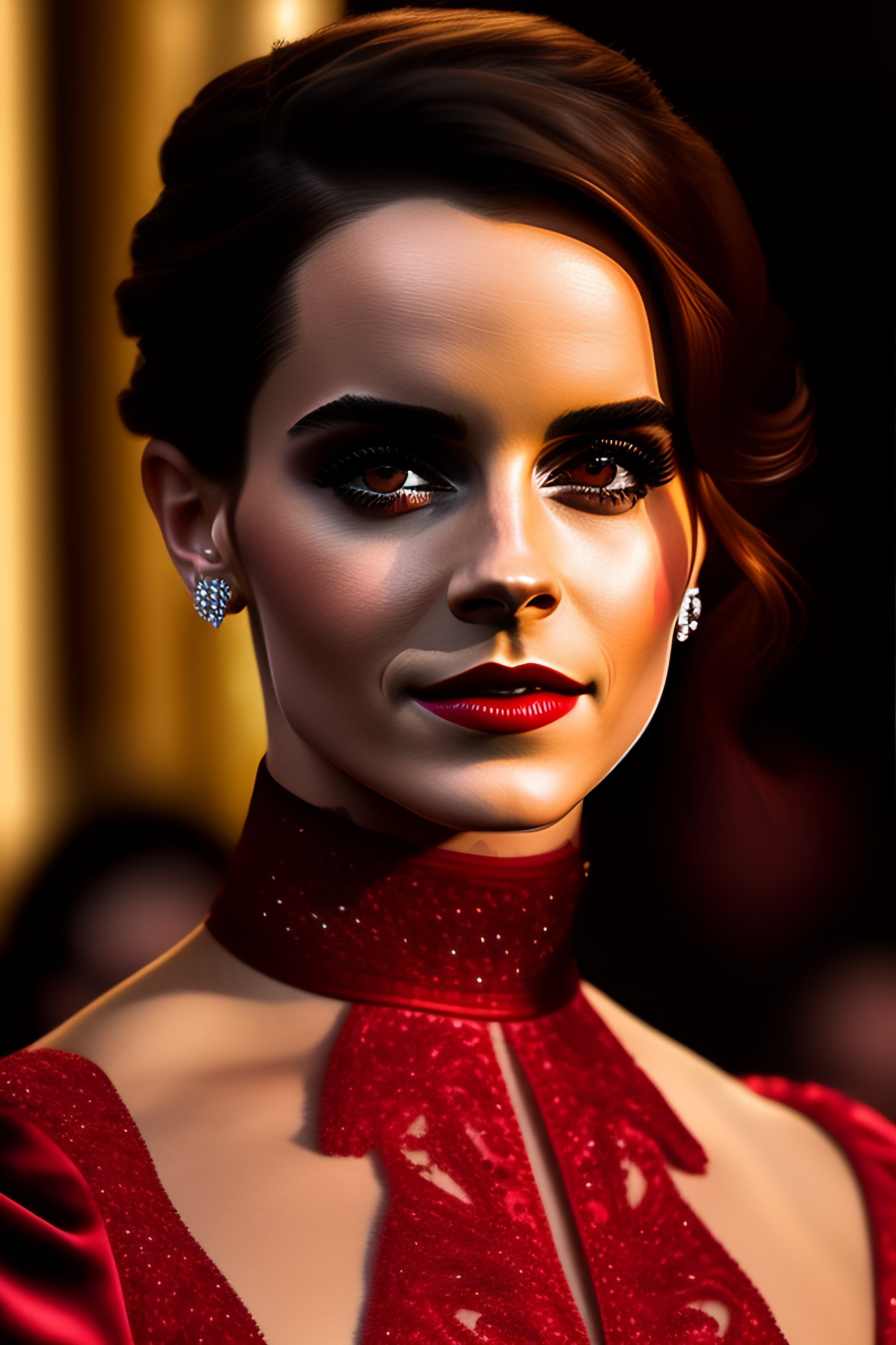 Lexica - An incredibly beautiful gothic Emma Watson in a red and gold ...