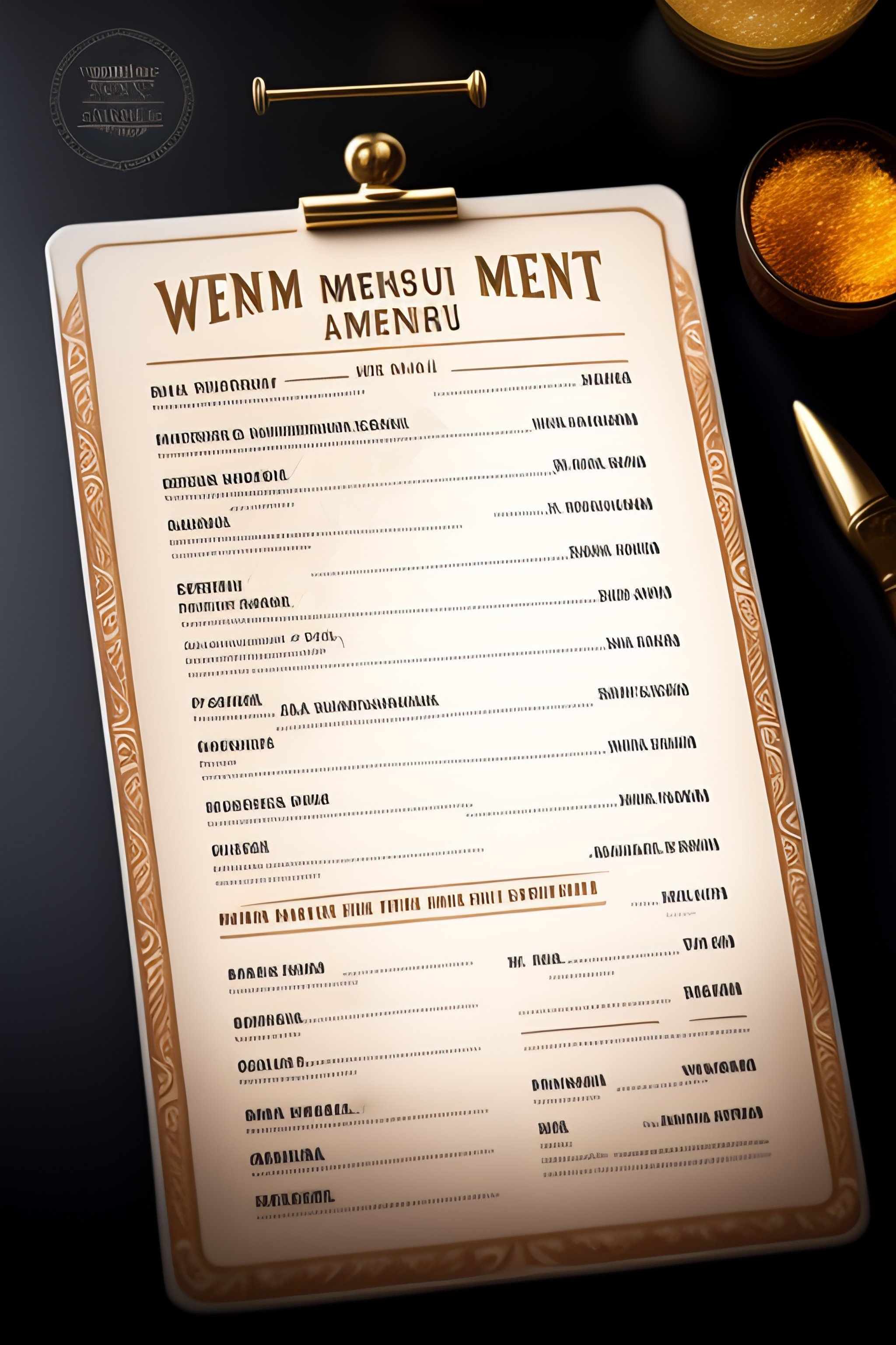 Lexica - A dnd menu on a sheet with embelishments for w webpage