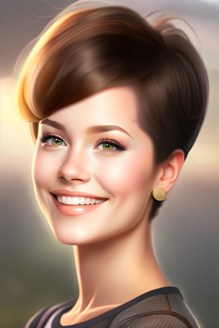 Lexica - A girl, white skin, short hair, smily