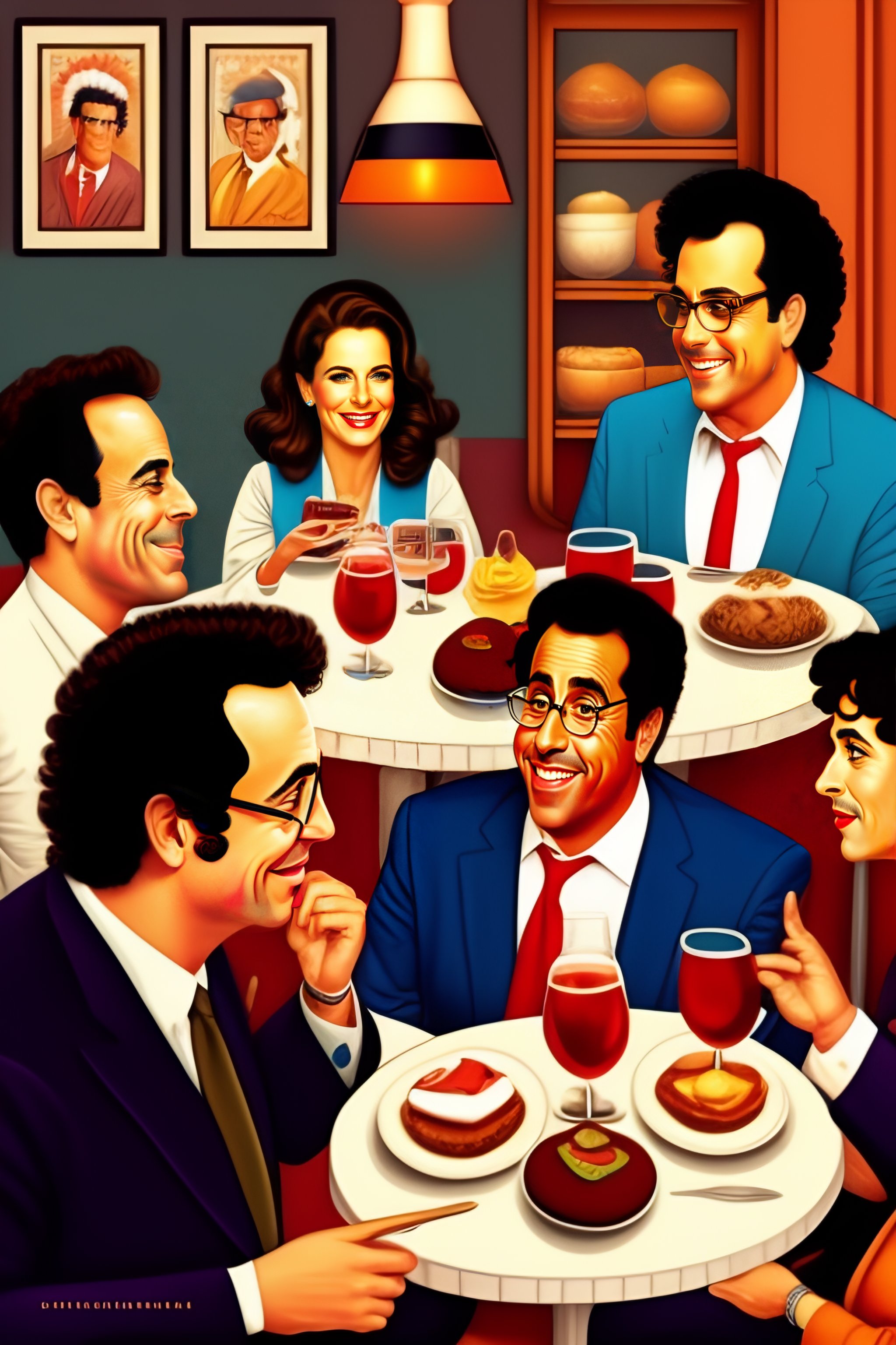 Lexica - Seinfeld restaurant party, digital art, illustration, highly ...