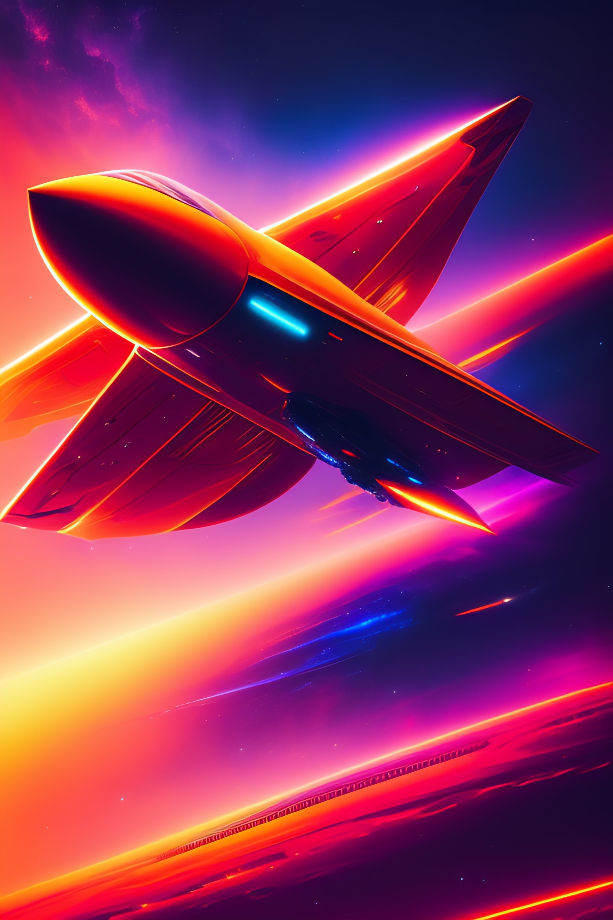 Lexica - Single sleek synthwave futuristic jet beautiful stars, warm ...