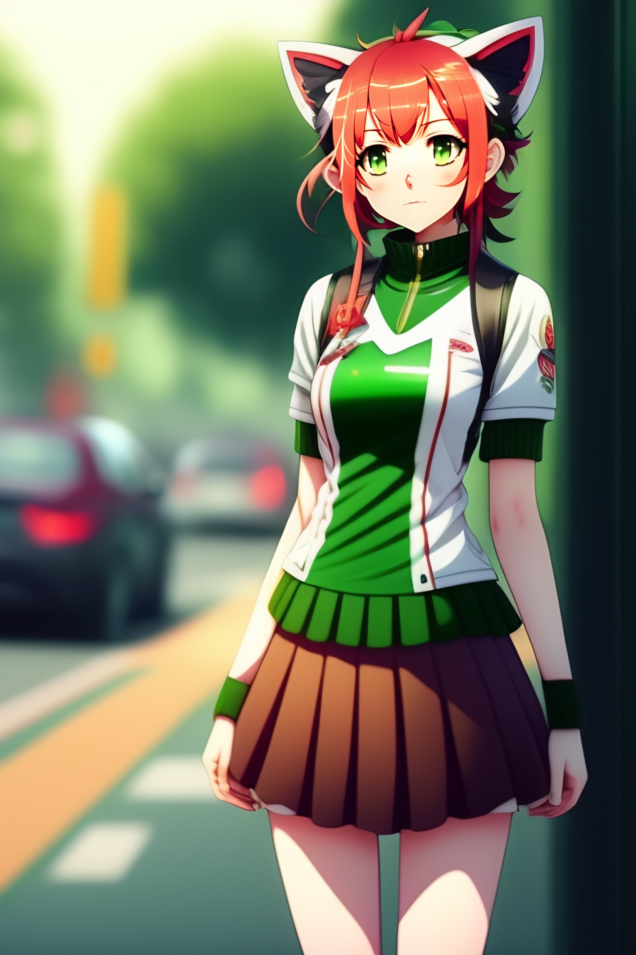Anime Girl With Green Skin