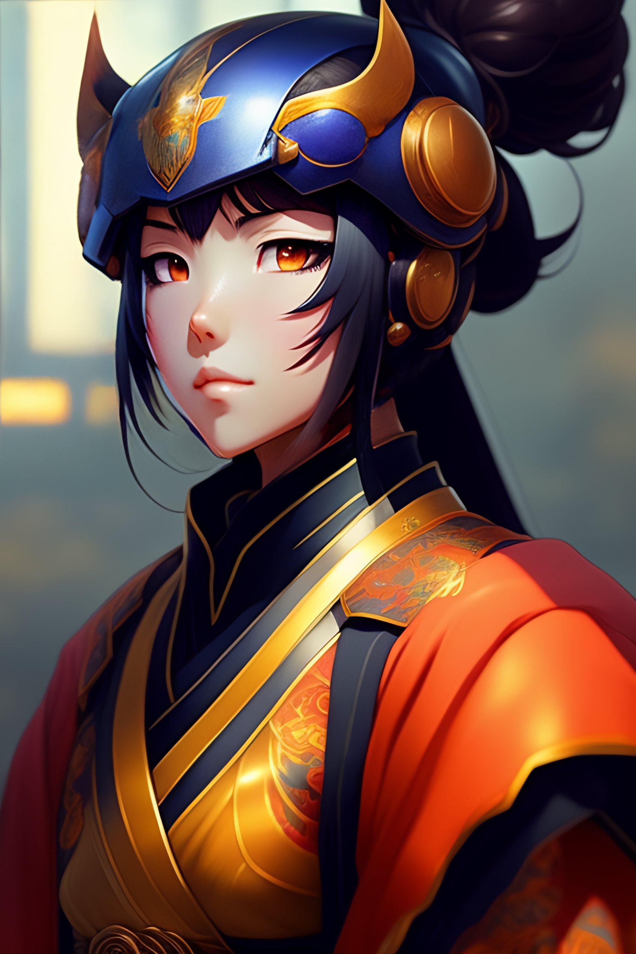 Lexica - An anime portrait of megaman wearing a kimono from skyrim, by ...