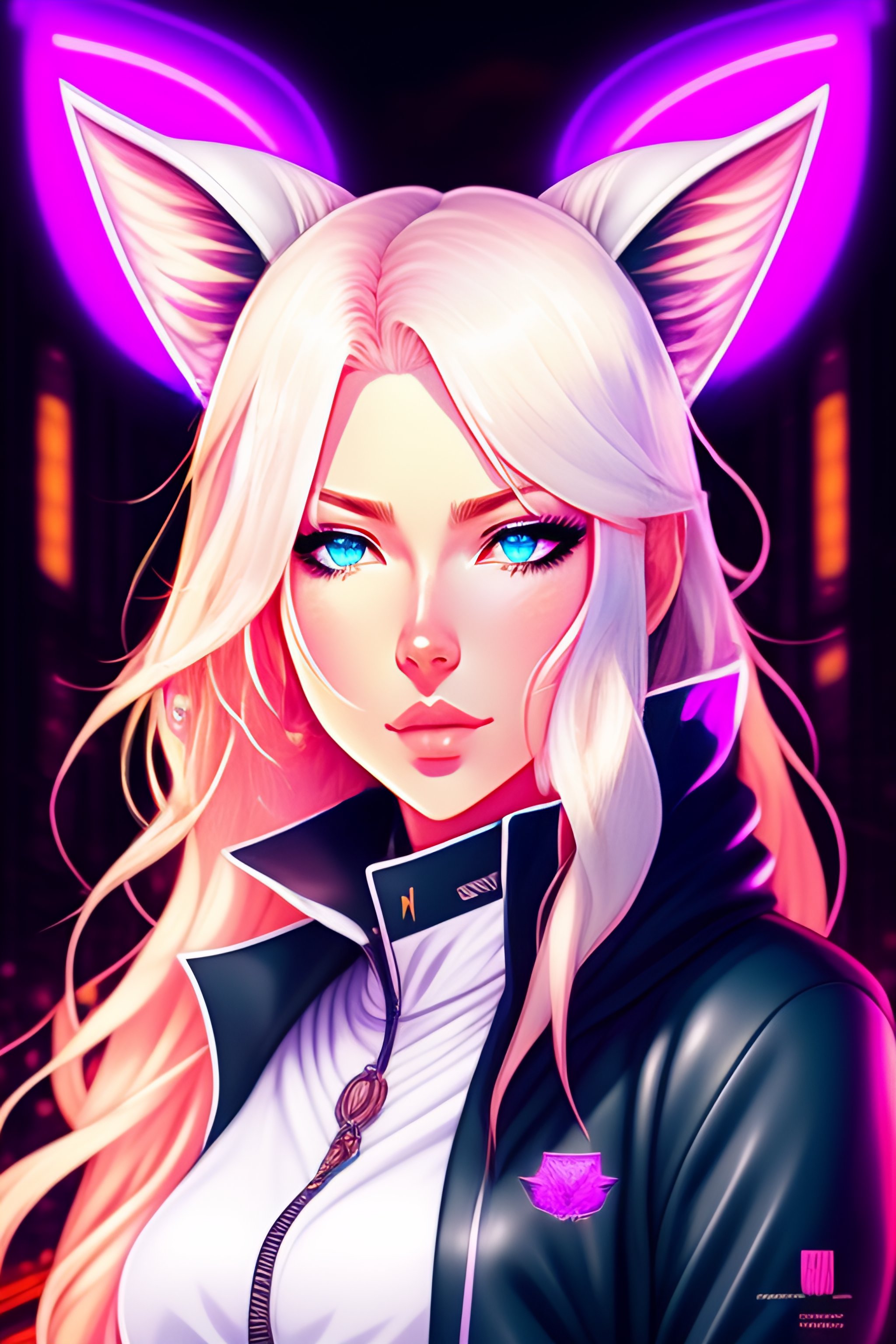 Anime White Wolf With Blue Eyes
