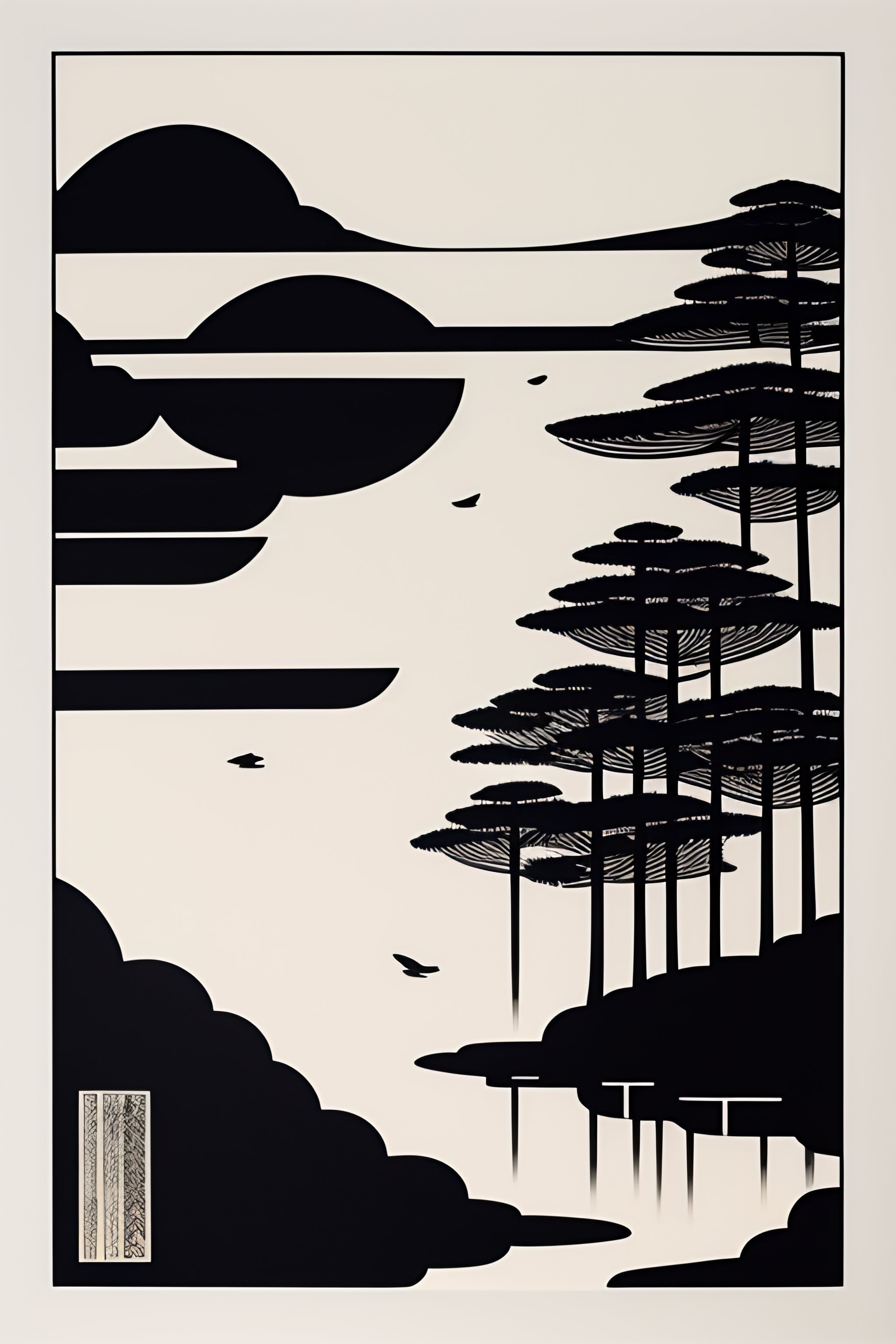 Lexica - Minimal simple line art Woodblock print by Taguchi Tomoki ...