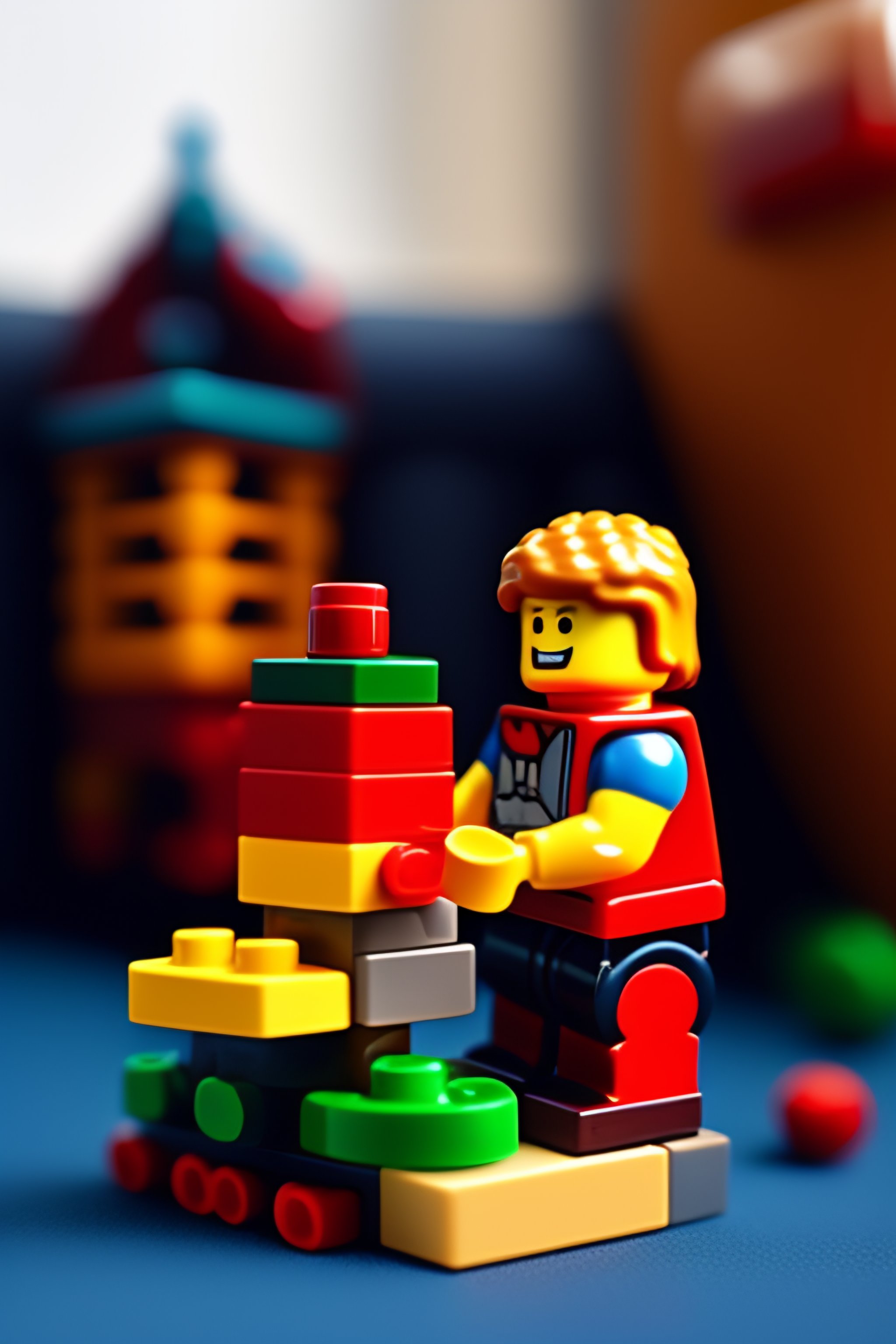 Lexica - A muscular viking playing with LEGO