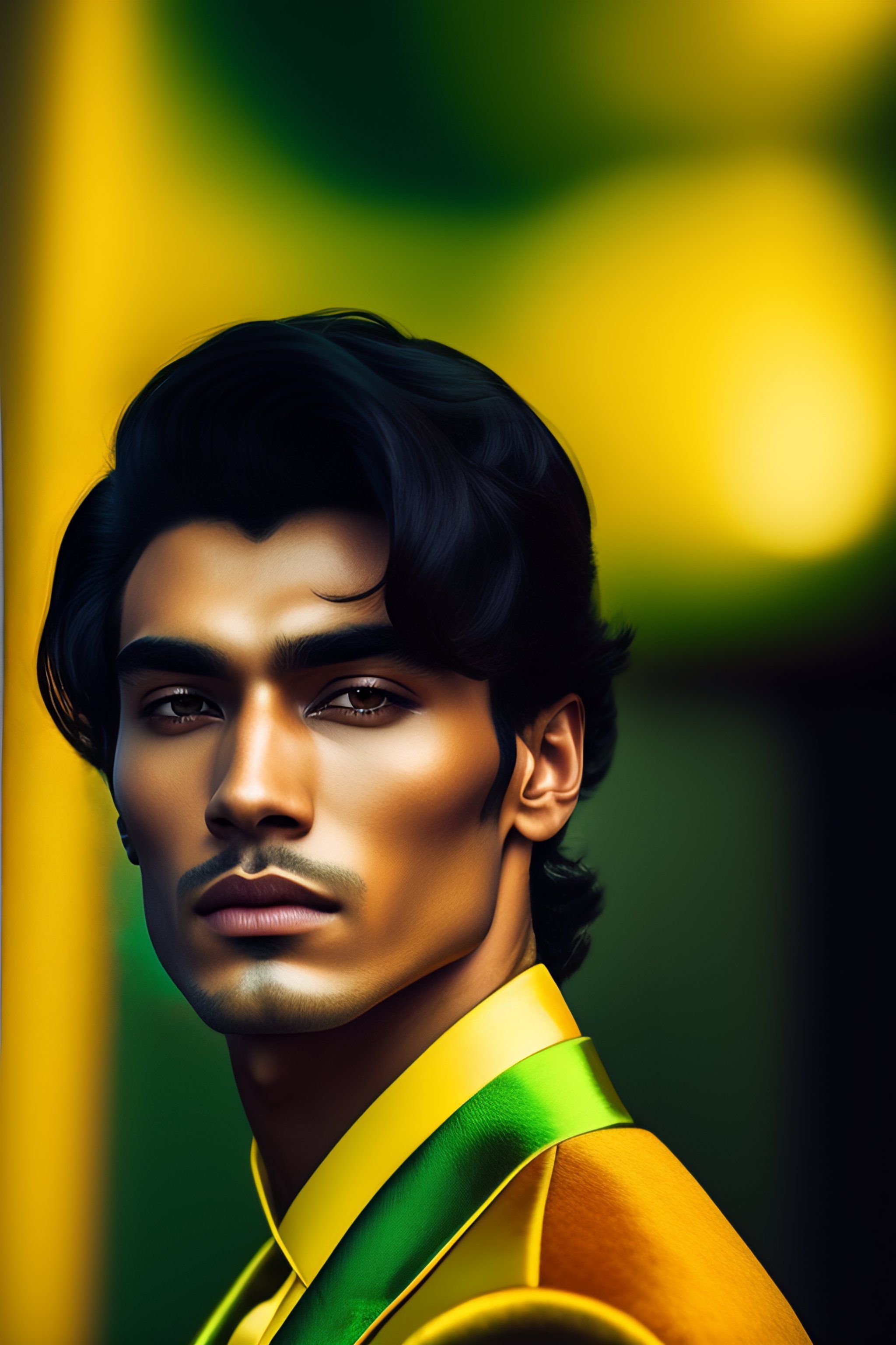 Lexica - A photo close-up of a handsome black haired man, fashion ...