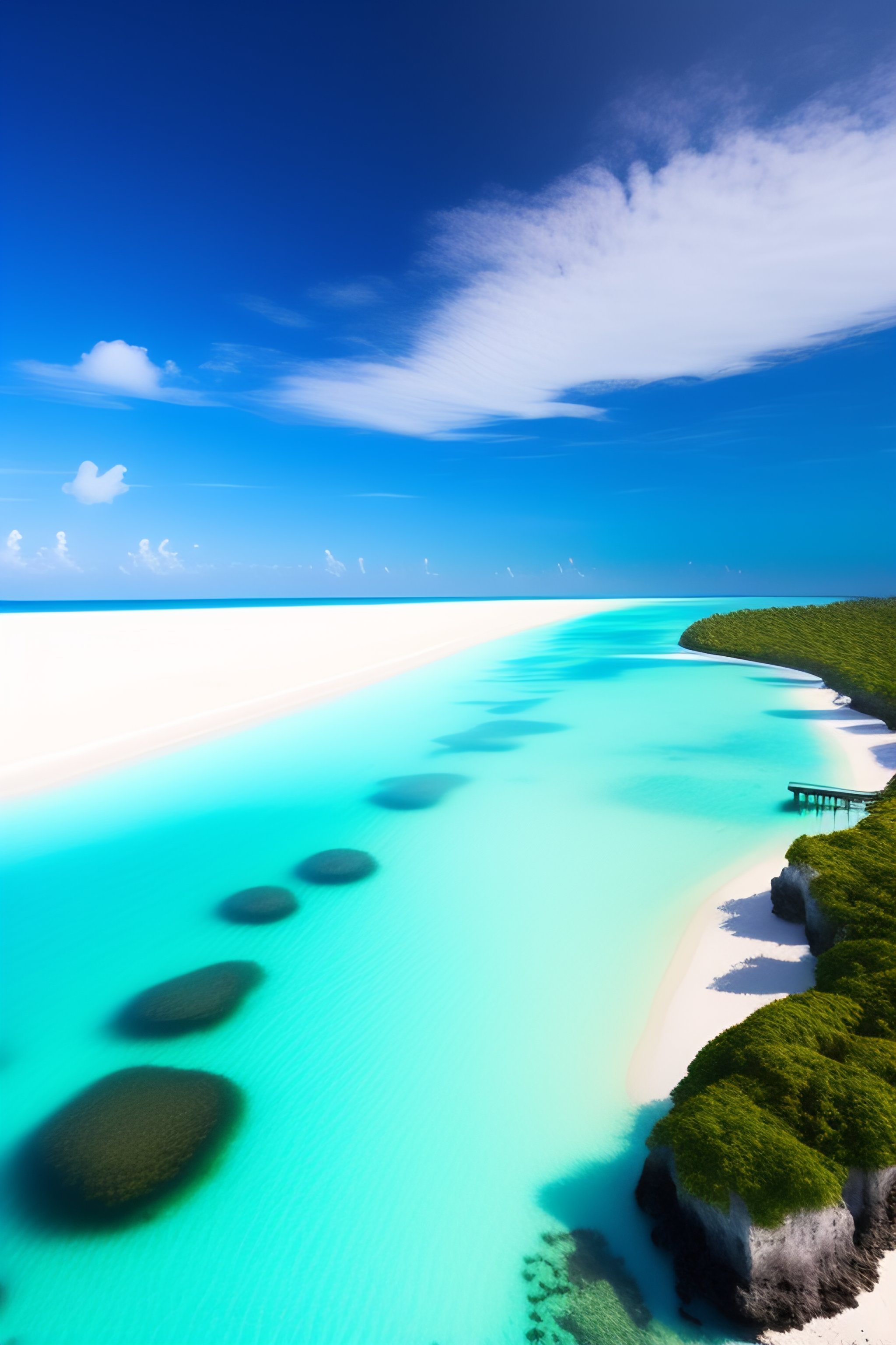 Lexica - Sea sun blue sky maldives realistic nocartoon