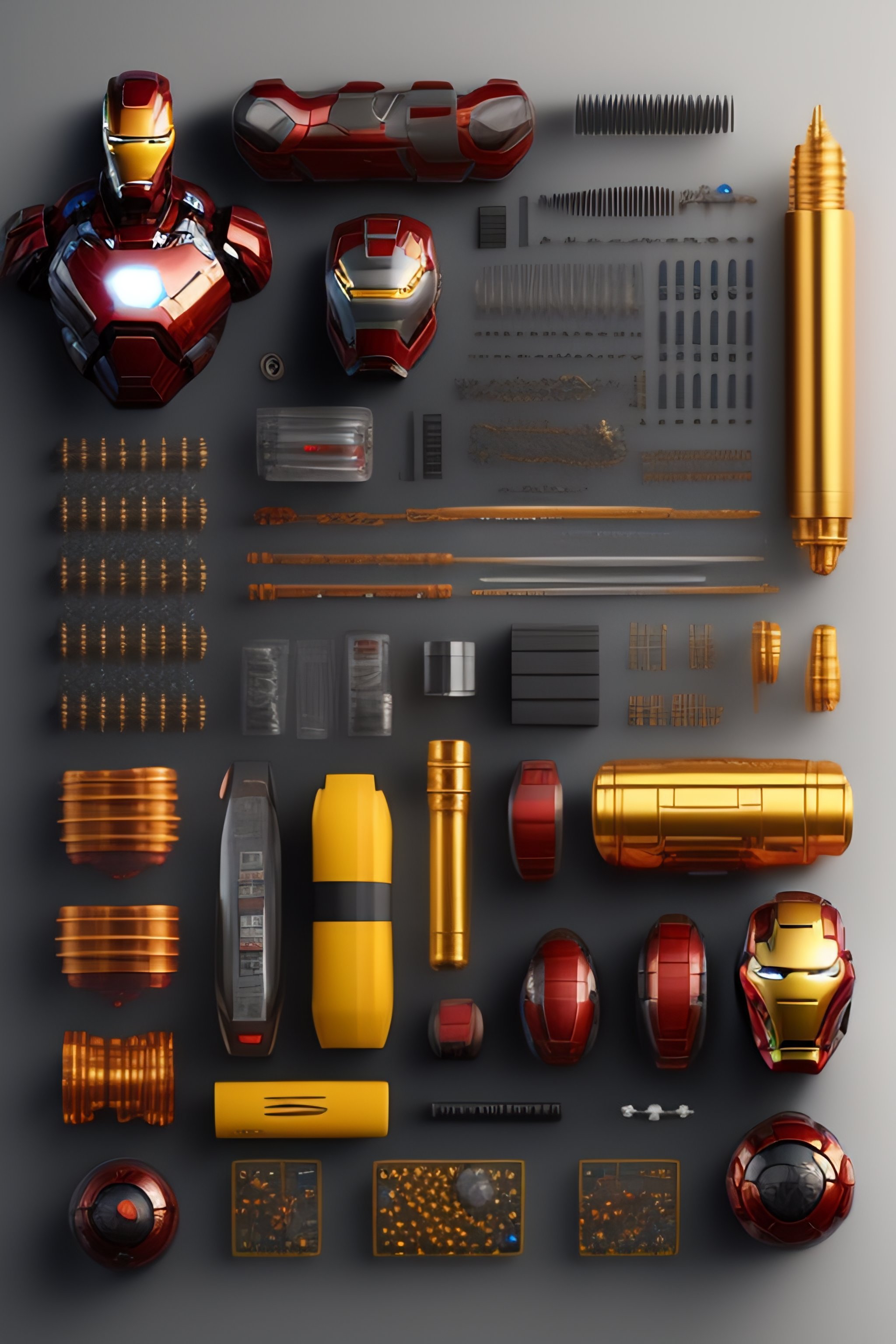 Lexica - Ironman, Costumes and mechanical parts, Knolling, Knolling ...