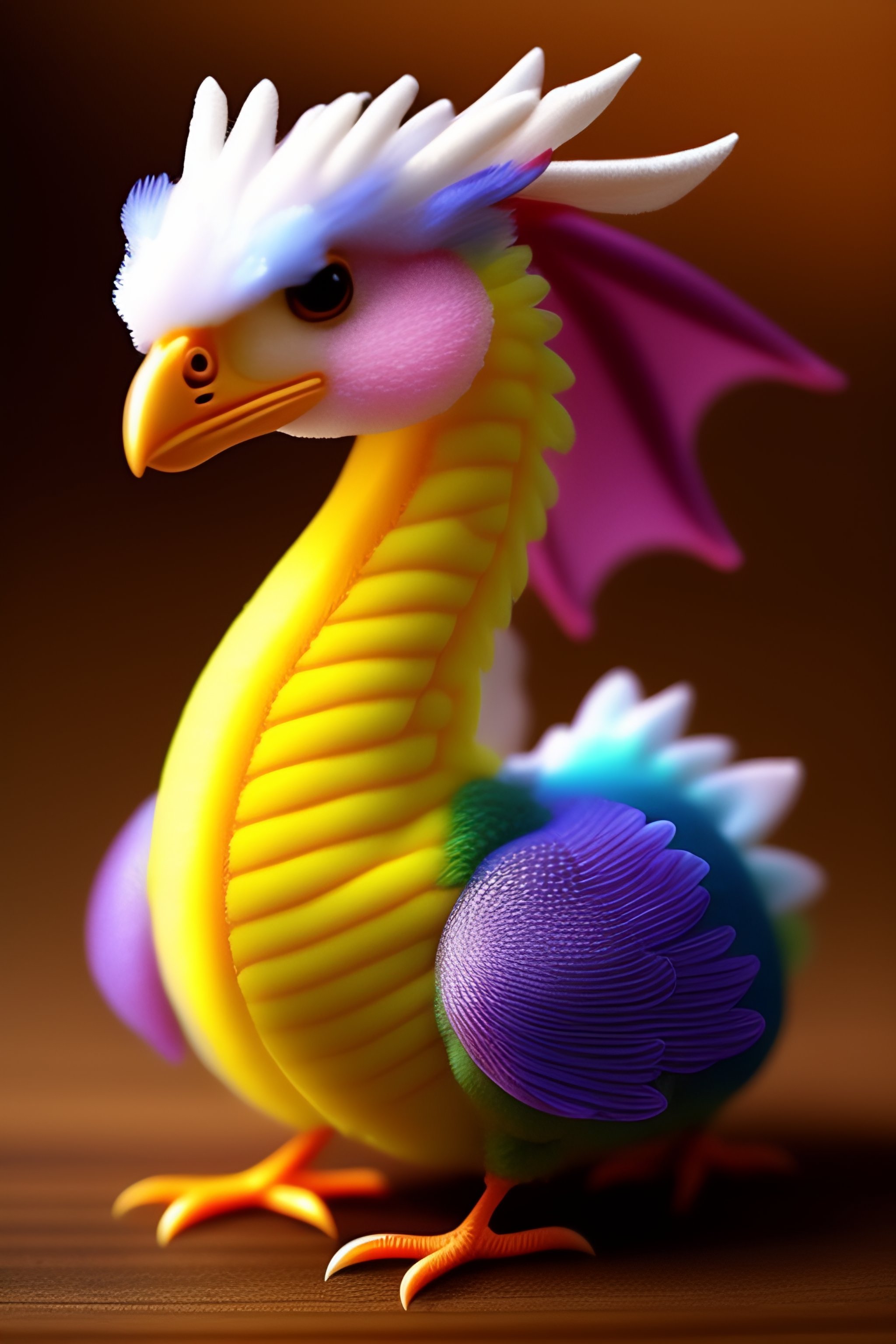Lexica - Cute single chicken dragon, with wings, no more than two legs