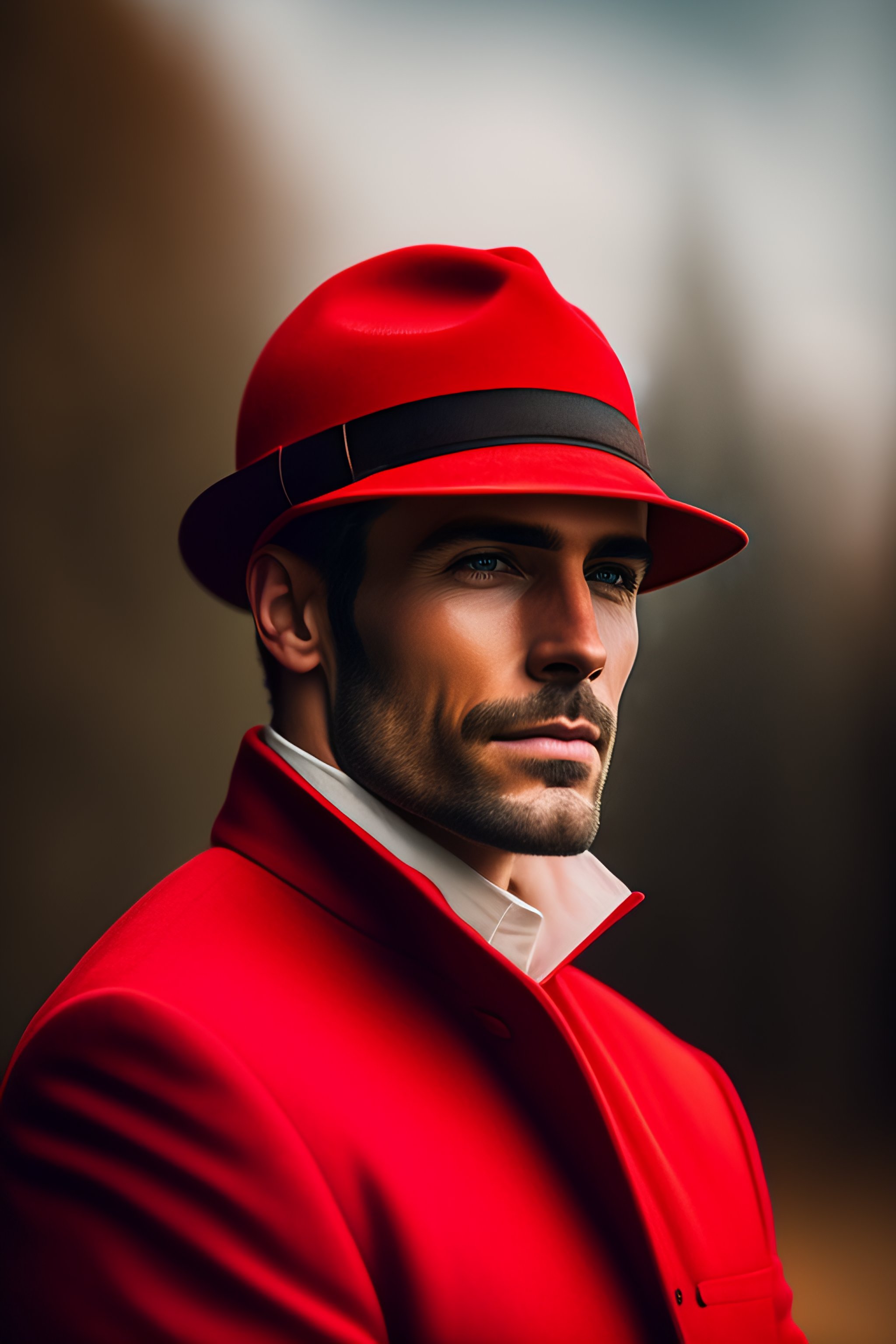 Lexica - Portrait of man in red hat