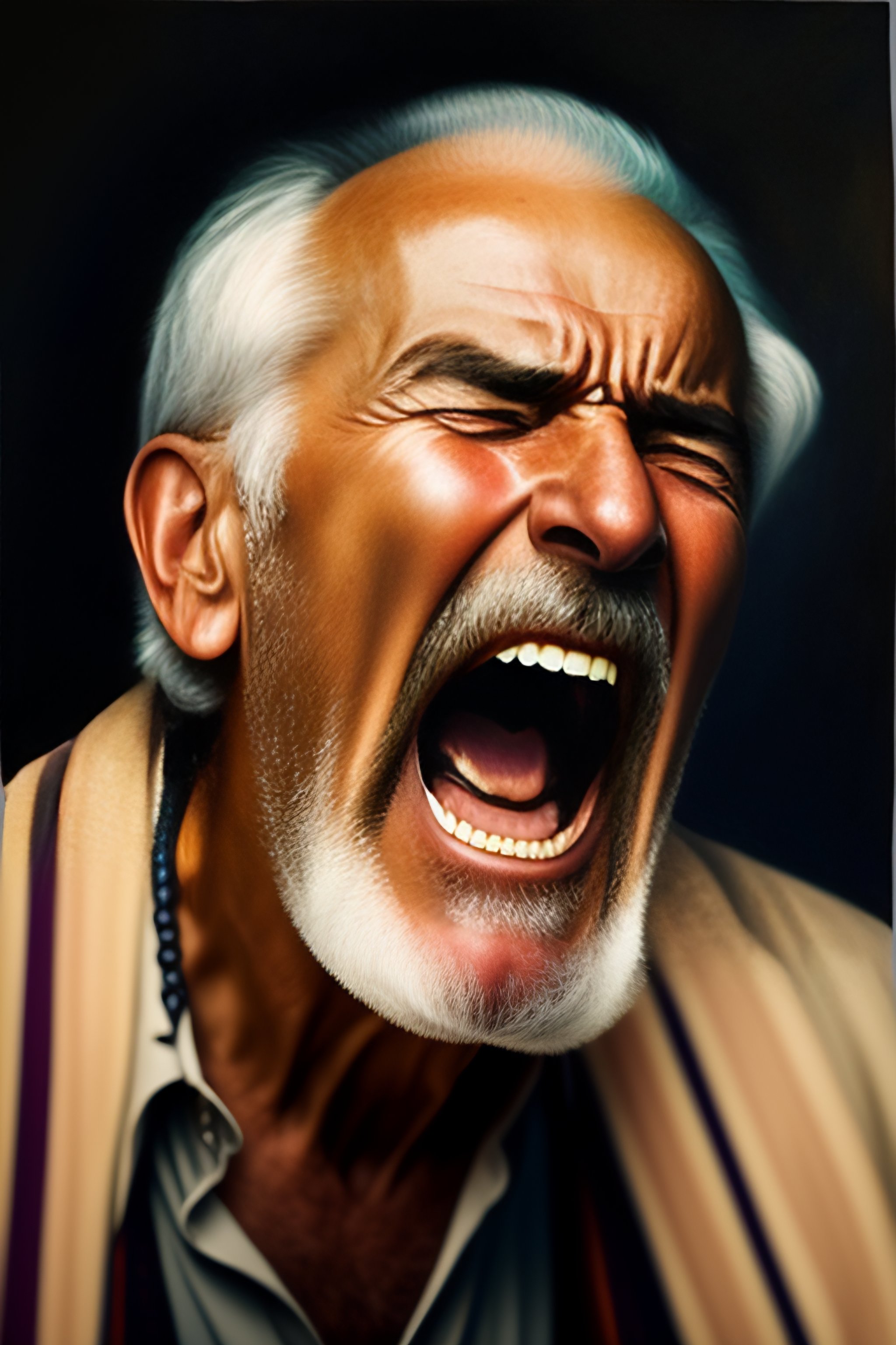 Lexica - Portrait of european old man screaming