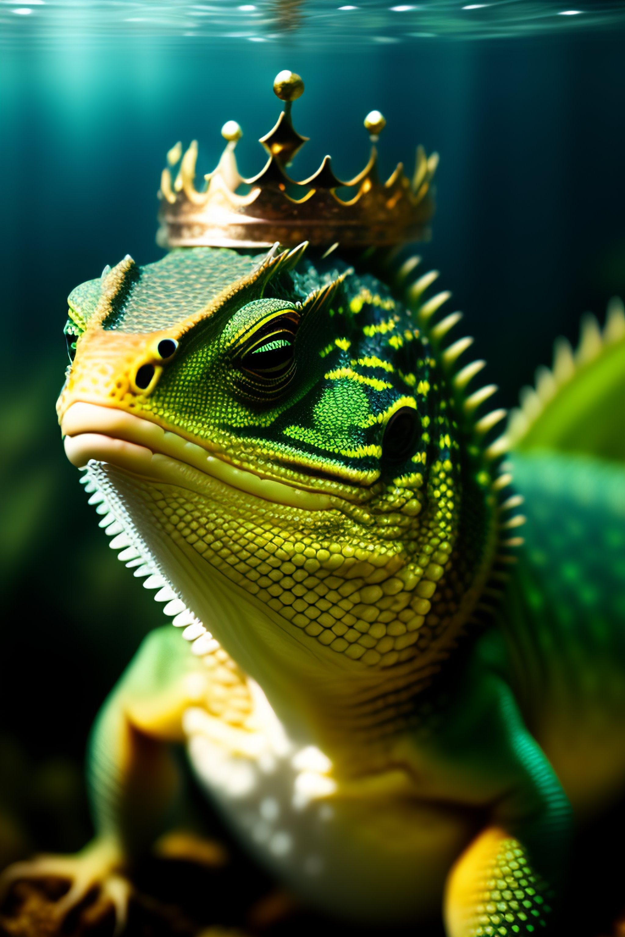 Lexica - Lizard with crown underwater