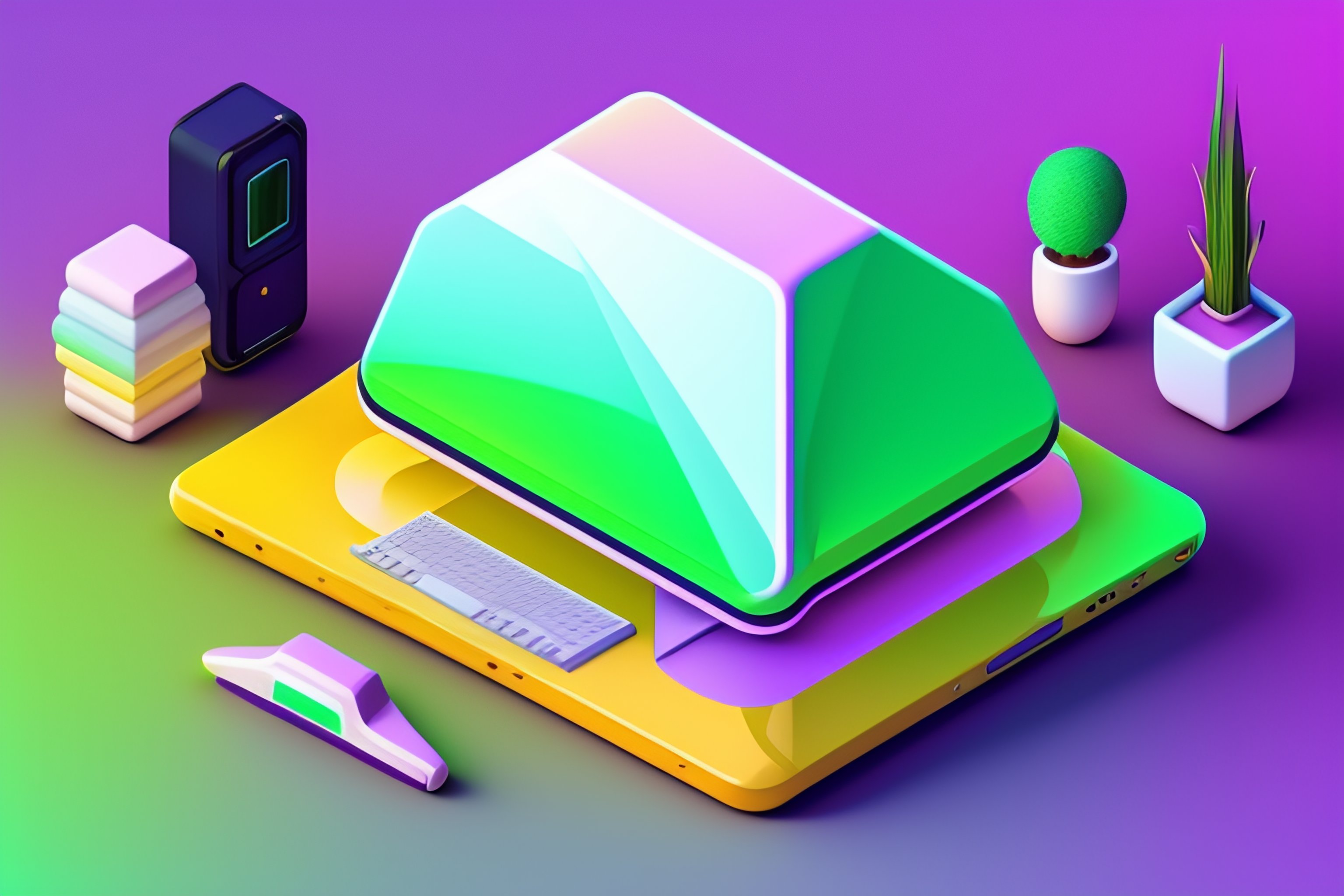 Lexica - Isometric line drawing of a laptop, artstation, flat design style, center in view ...