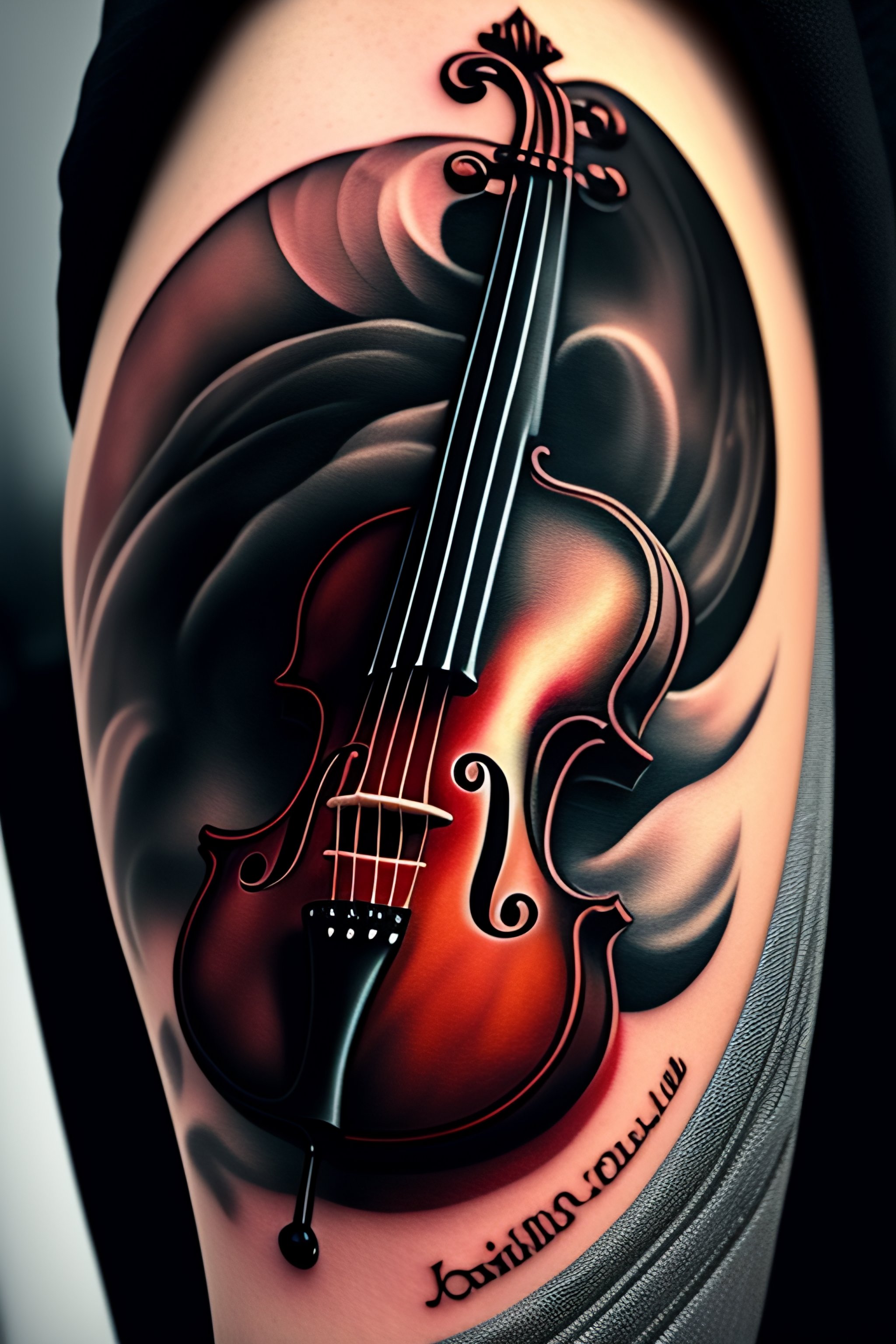 Lexica - A tattoo of violin with music coming out and going around the ...