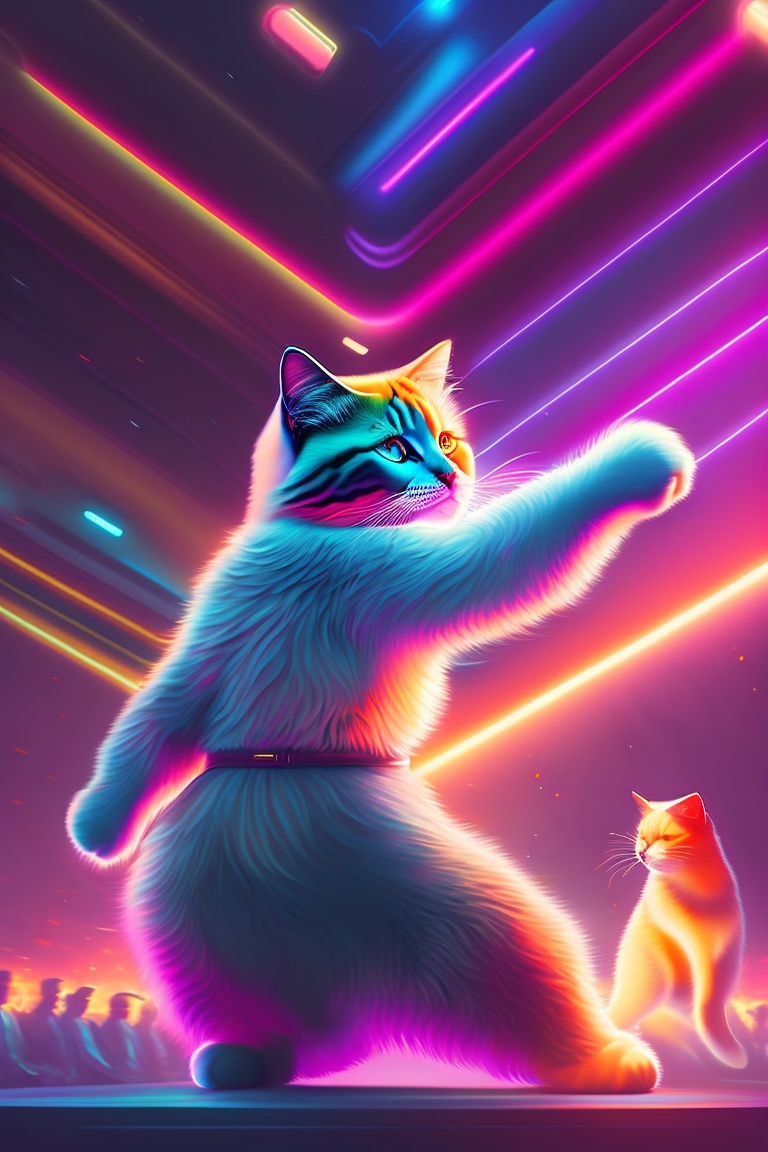 Lexica - A lot of soviet cats dancing on the dance floor, retrowave stage