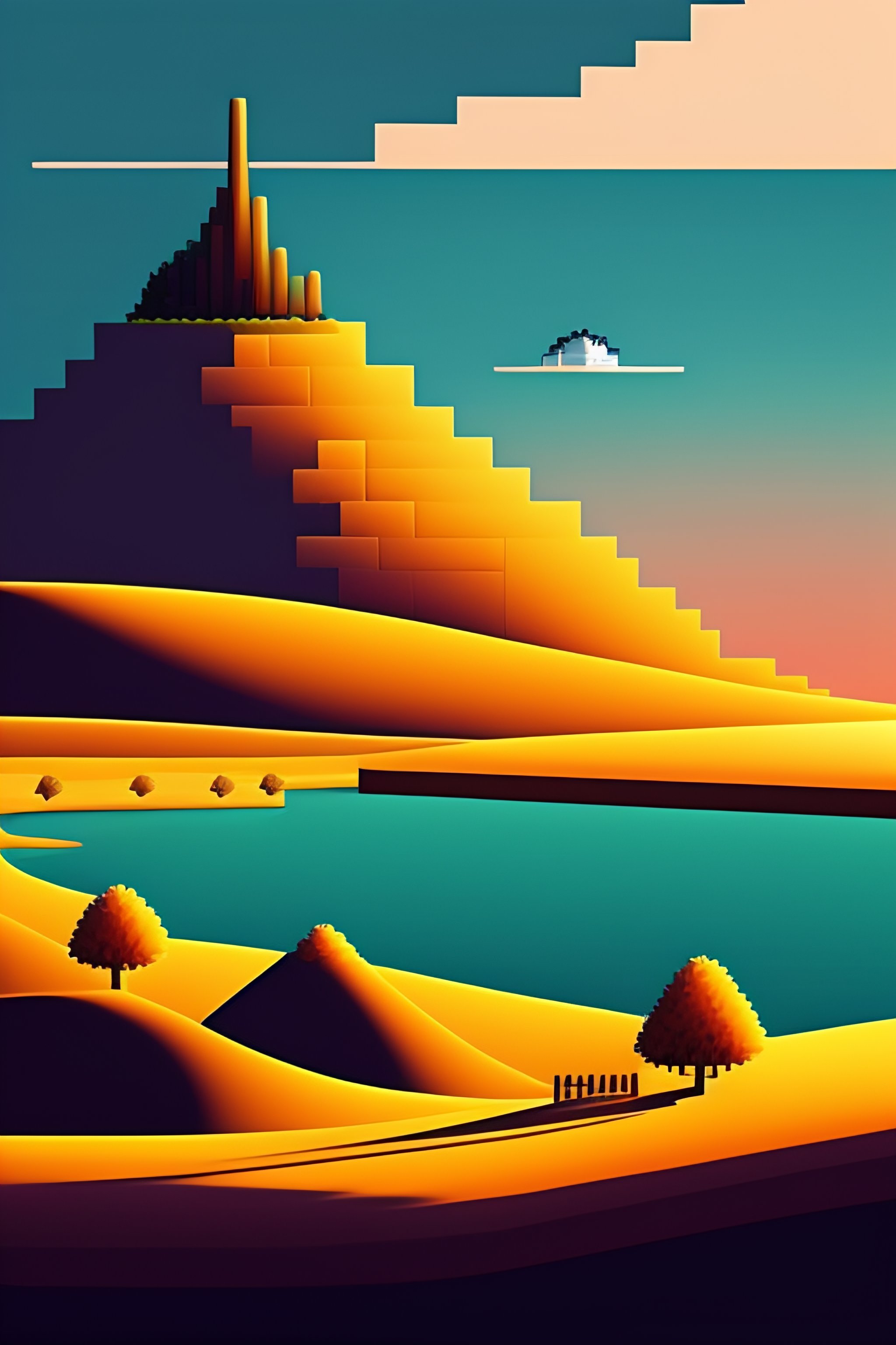 Lexica - Superb minimalism, landscape, summer, pixel art, sunny day ...
