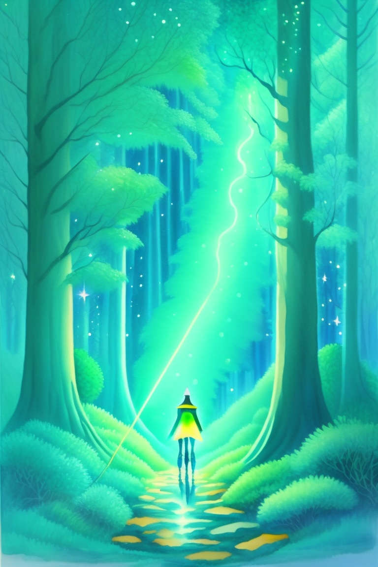 Lexica - Watercolor of a psychedelic universe of a green haired man ...