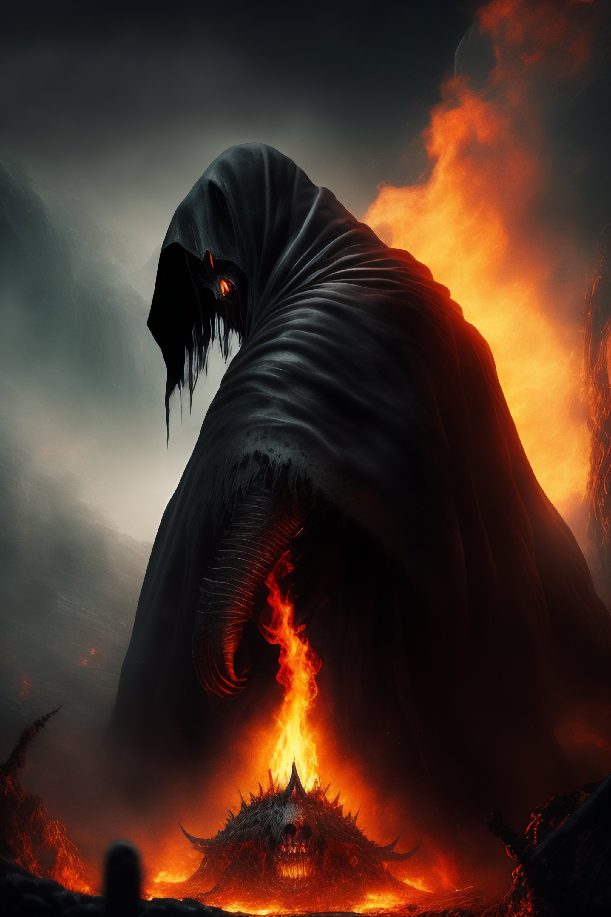 Lexica - Close look of the face a dementor with a reaped and scary ...