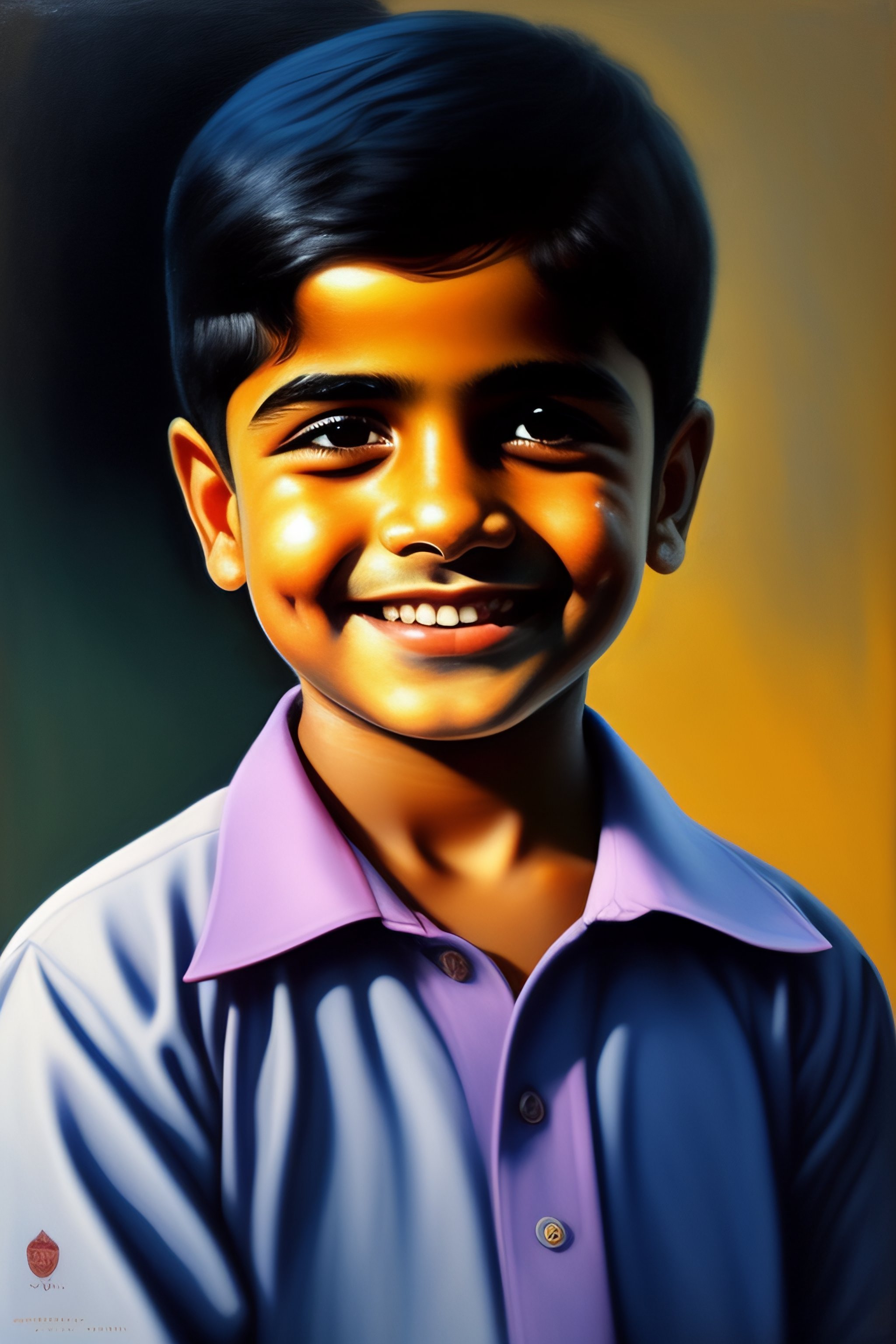Lexica - Gautam Adani a kid, smile, sad old color, oil paint, realistic