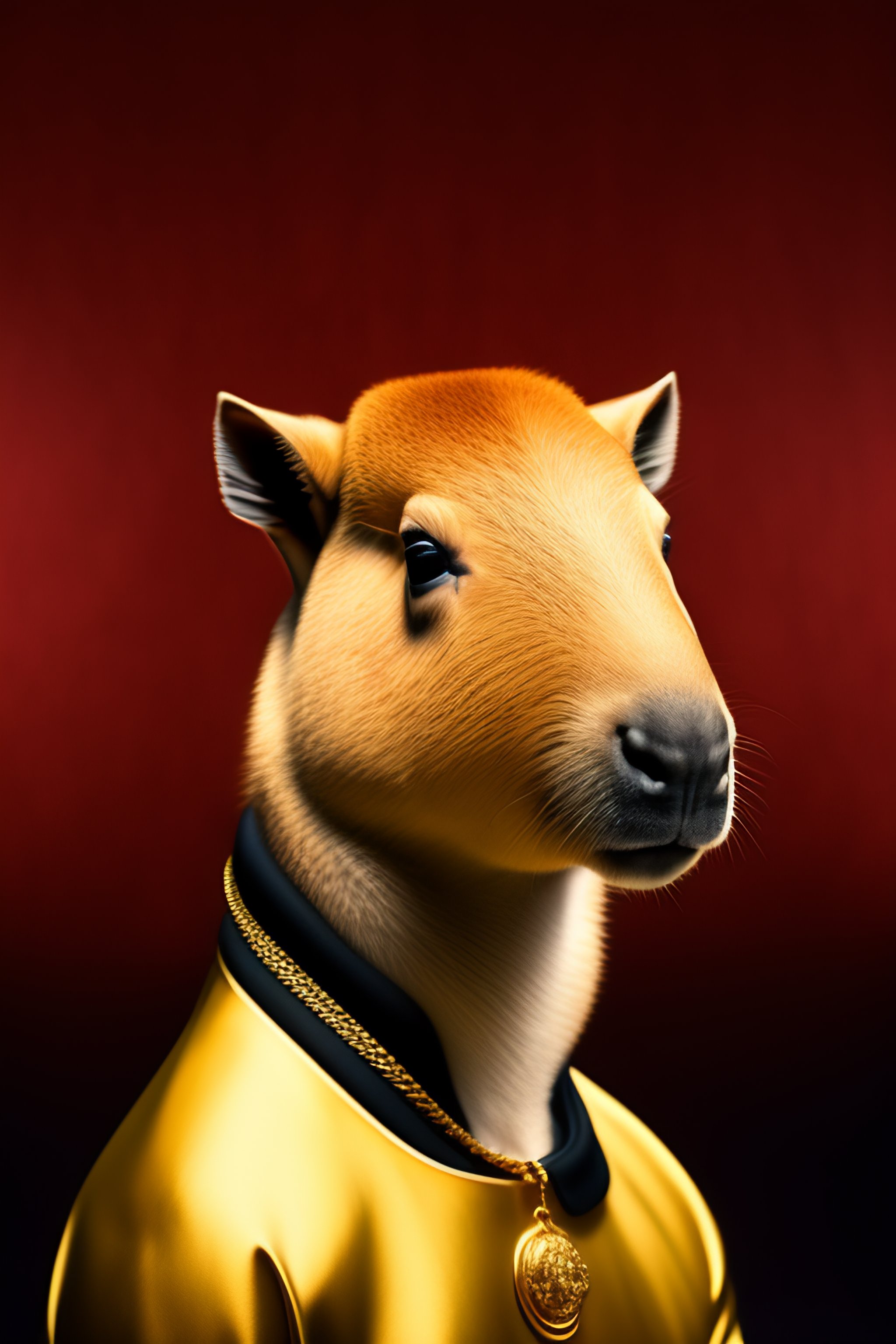 Lexica - Capybara, dress a supreme tracksuit and gold chain in his neck