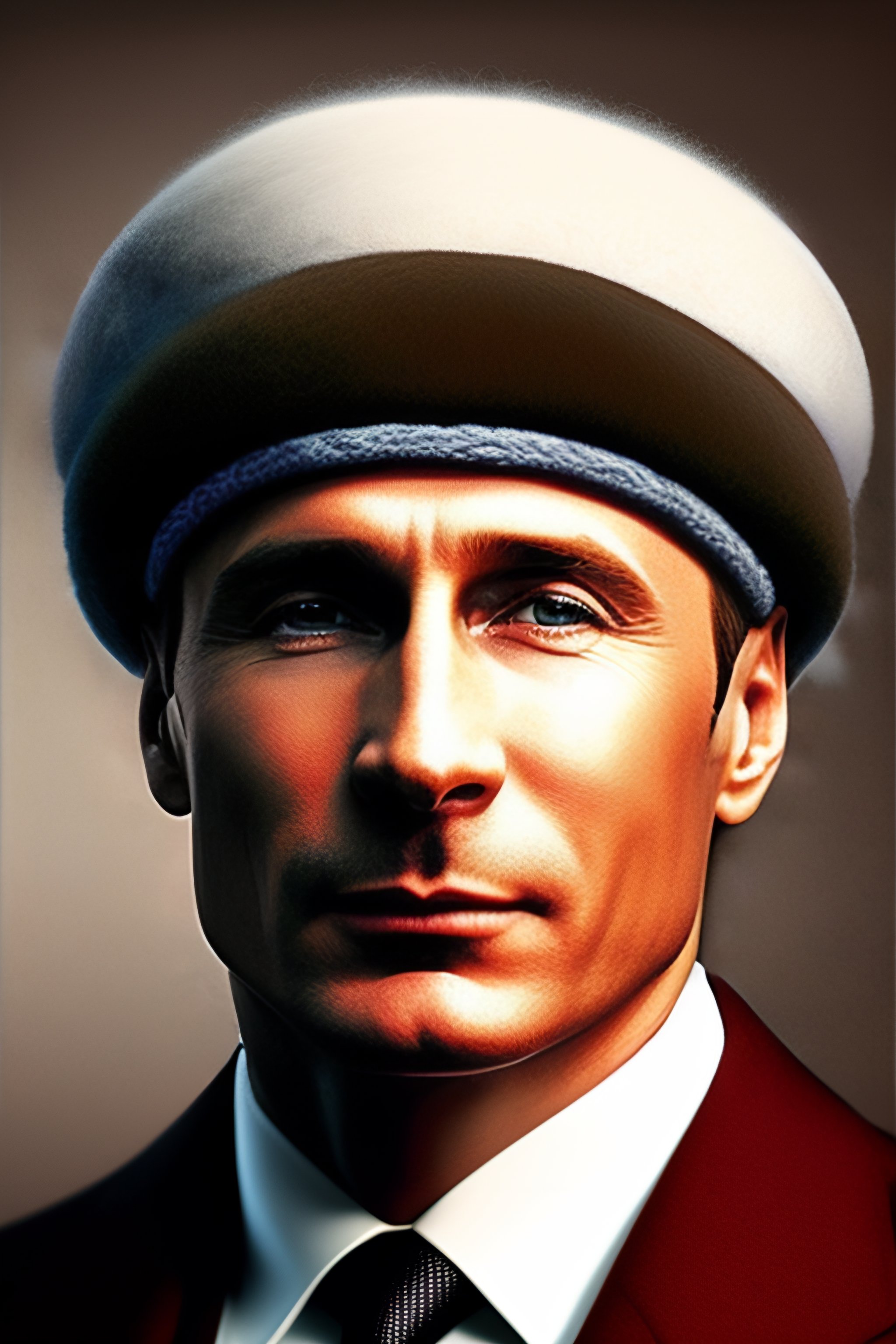 Lexica - Putin with wool russian felt boot hat on head