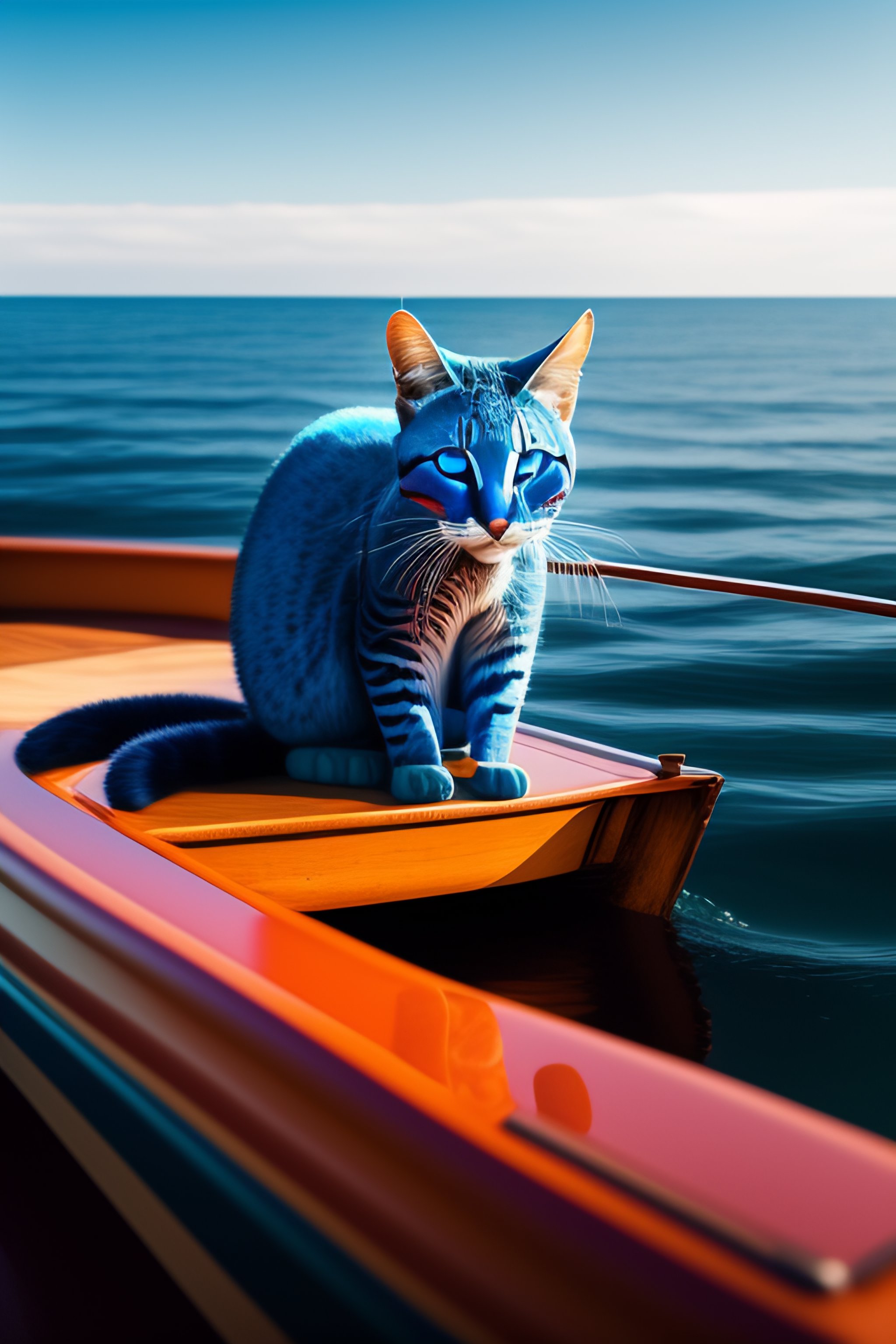 Lexica - Blue cat on a boat
