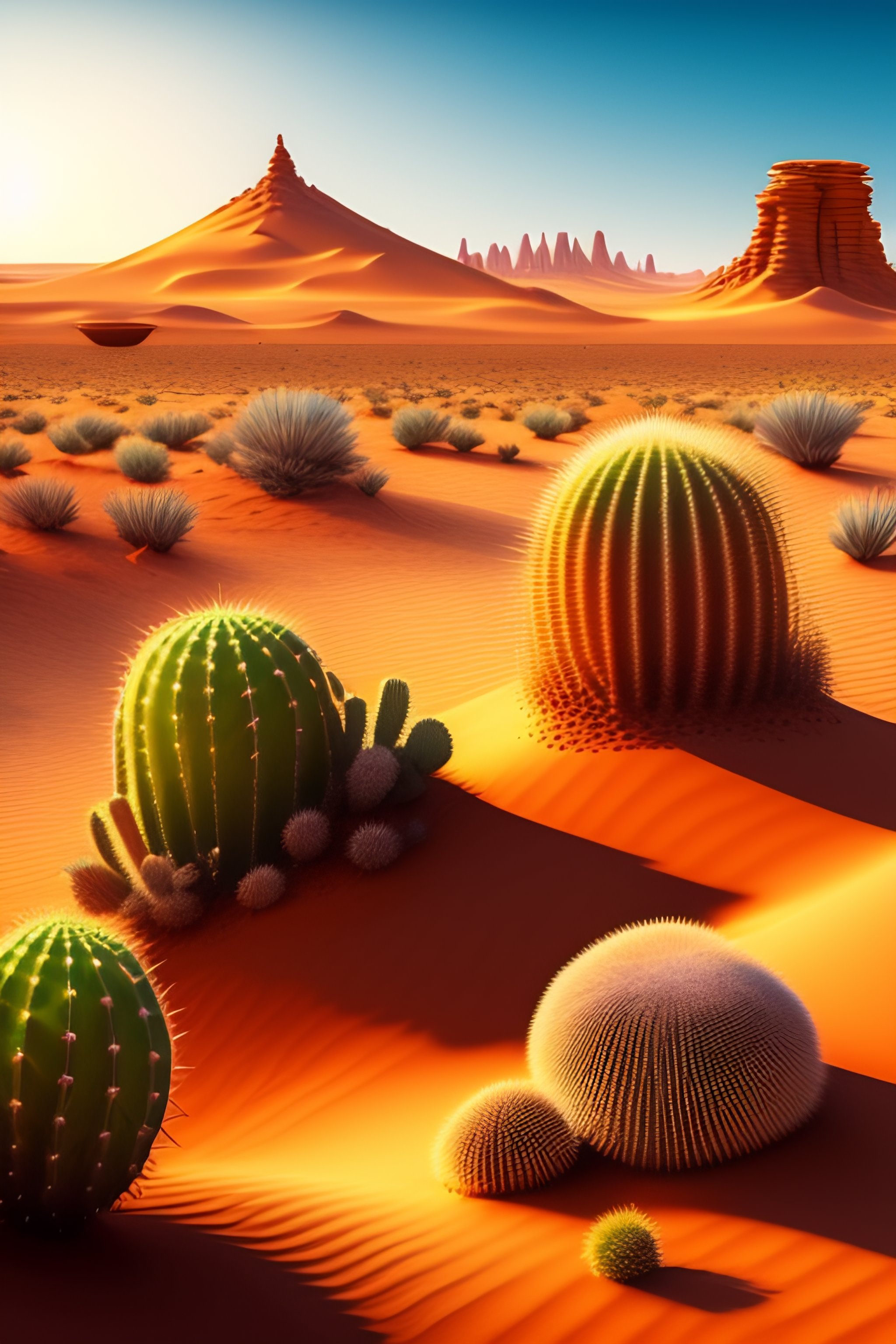 Lexica - Dry desert with cactus stylized pixar disney during daylight