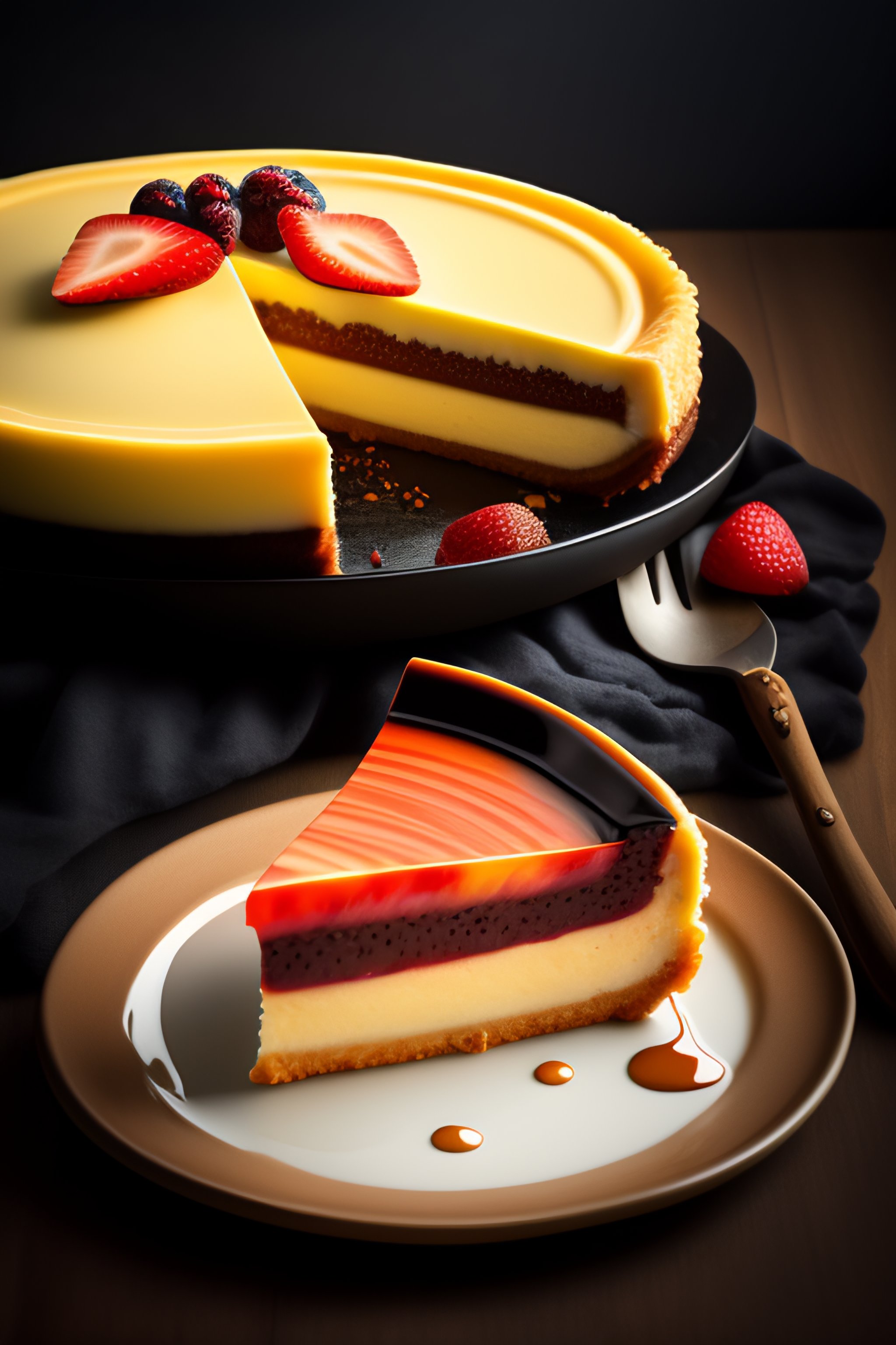 Lexica - Photo realistic be melted cheesecake
