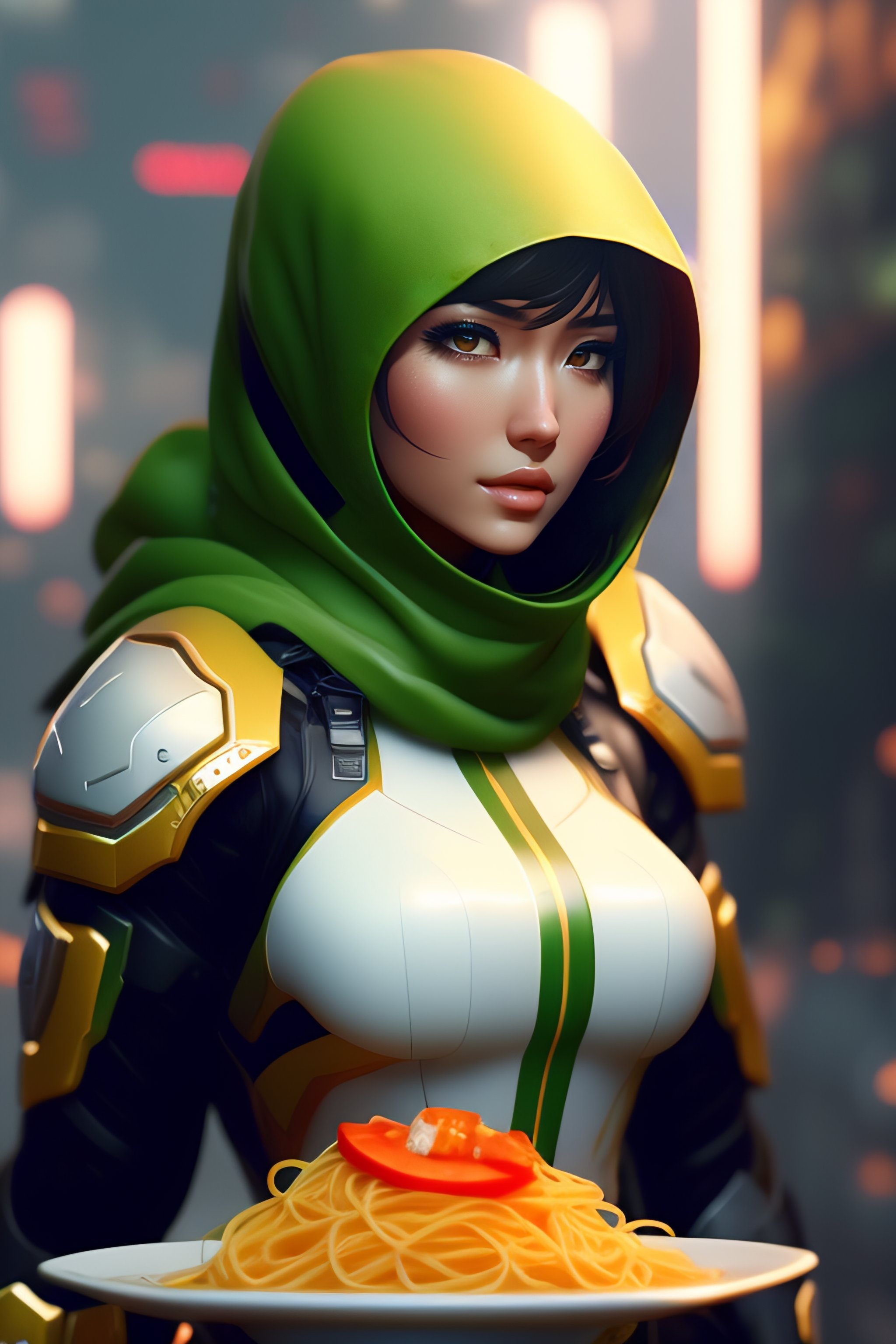 Lexica - Master Chief (halo) eating pasta by wlop, ilya kuvshinov ...