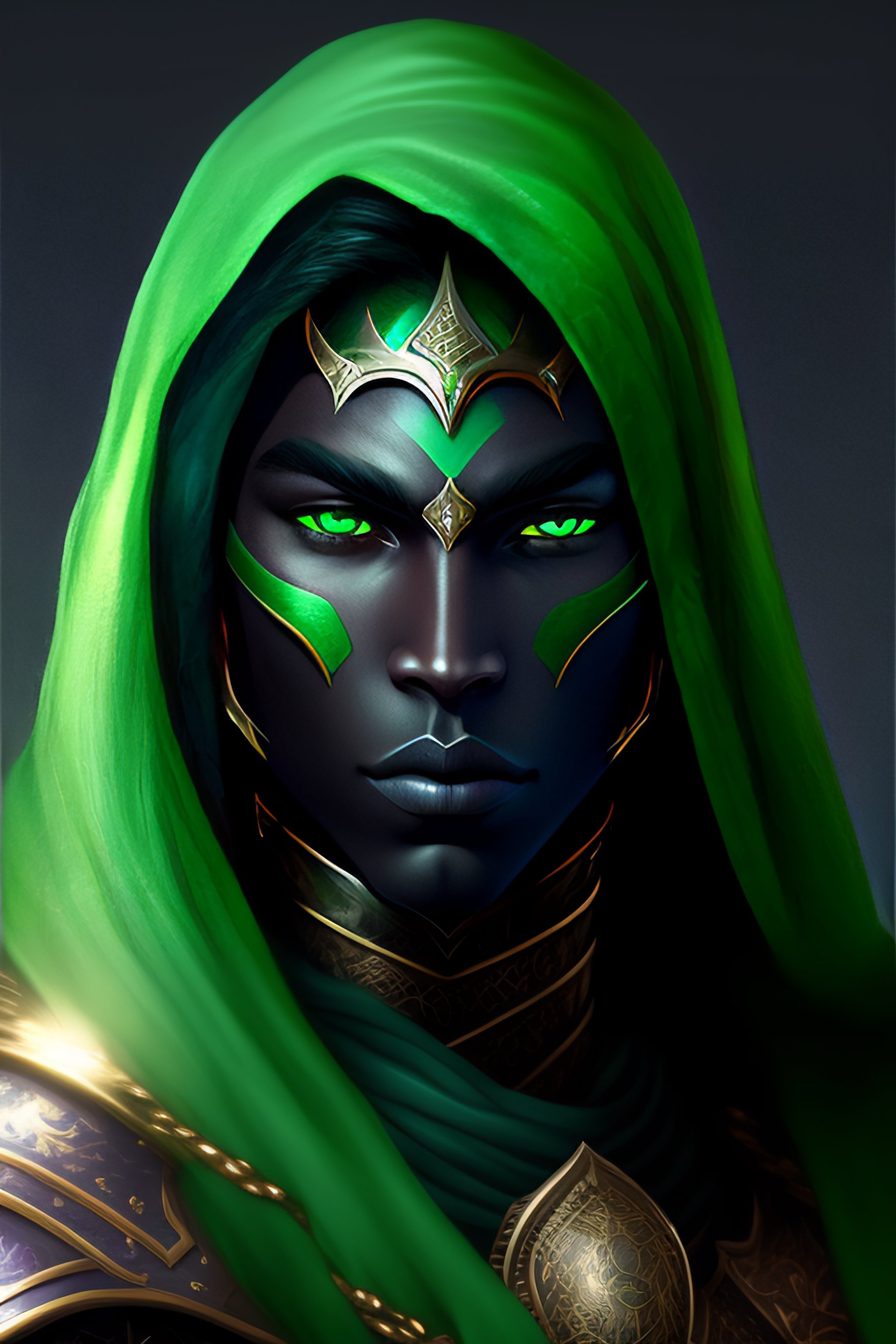 Lexica - Half-drow male good warrior Green eyes and basic mail armor ...