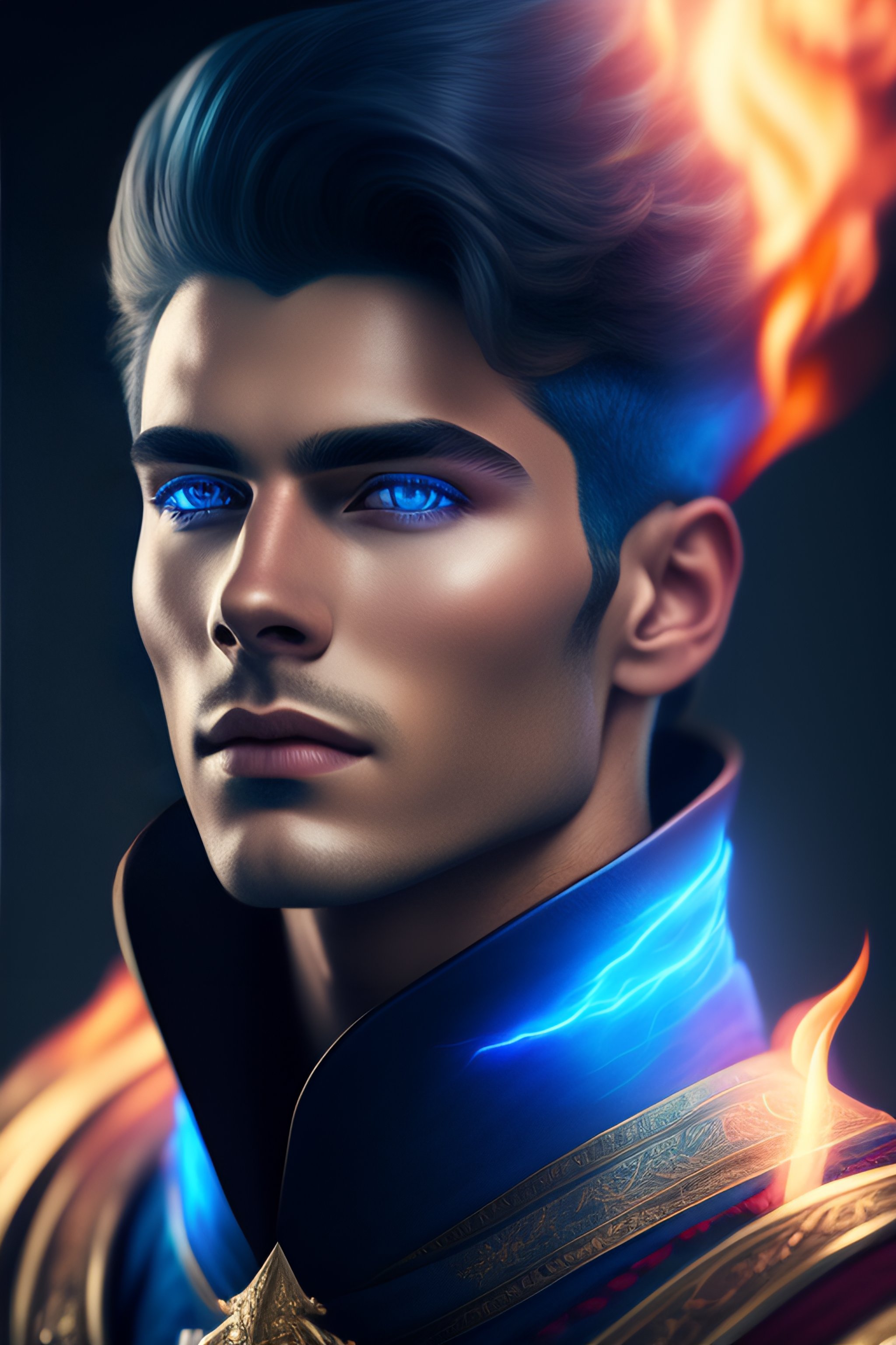 Lexica - Beautiful portrait of a young male wizard wearing a fancy blue ...
