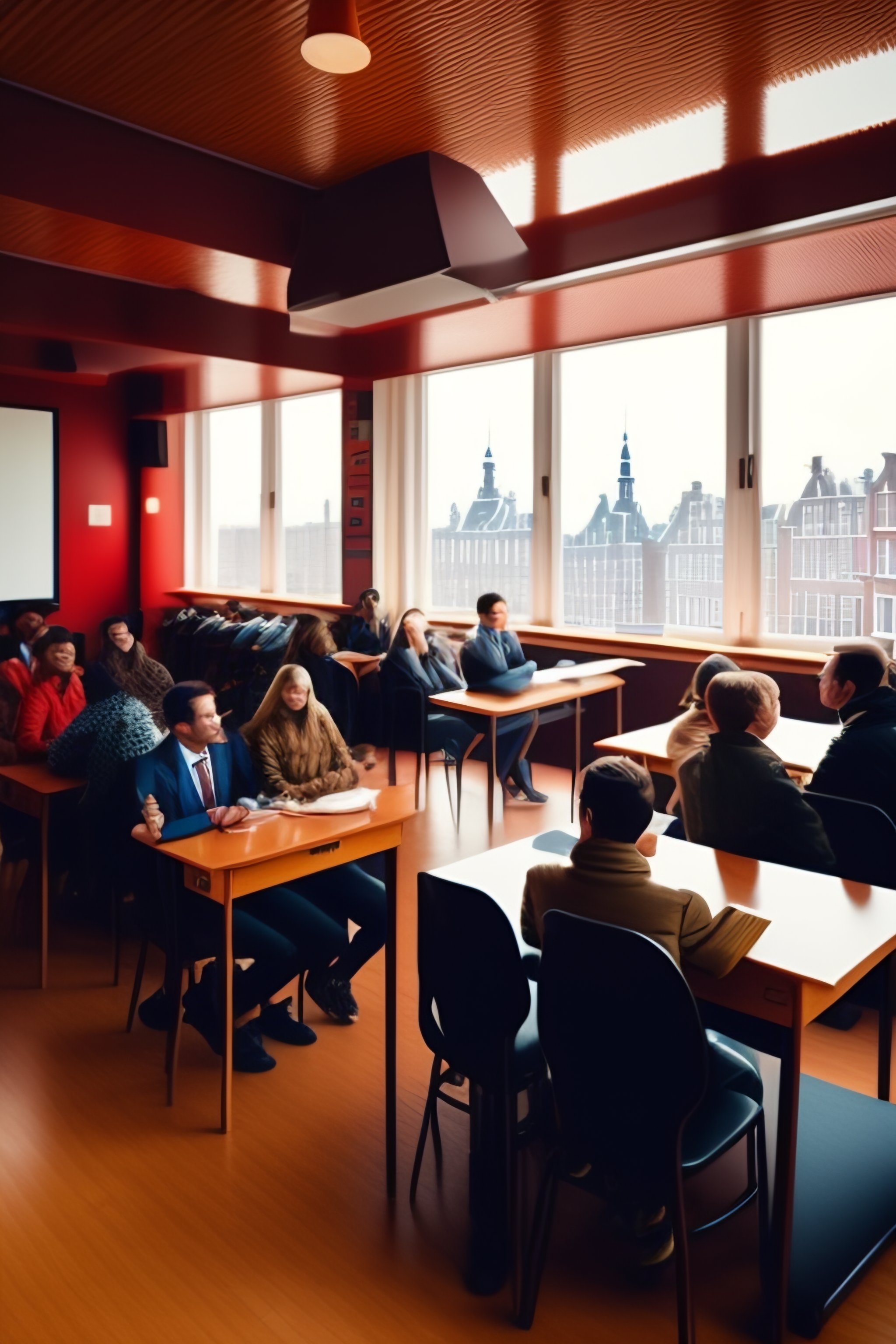 Lexica - Foto of a classroom full of people in amsterdam