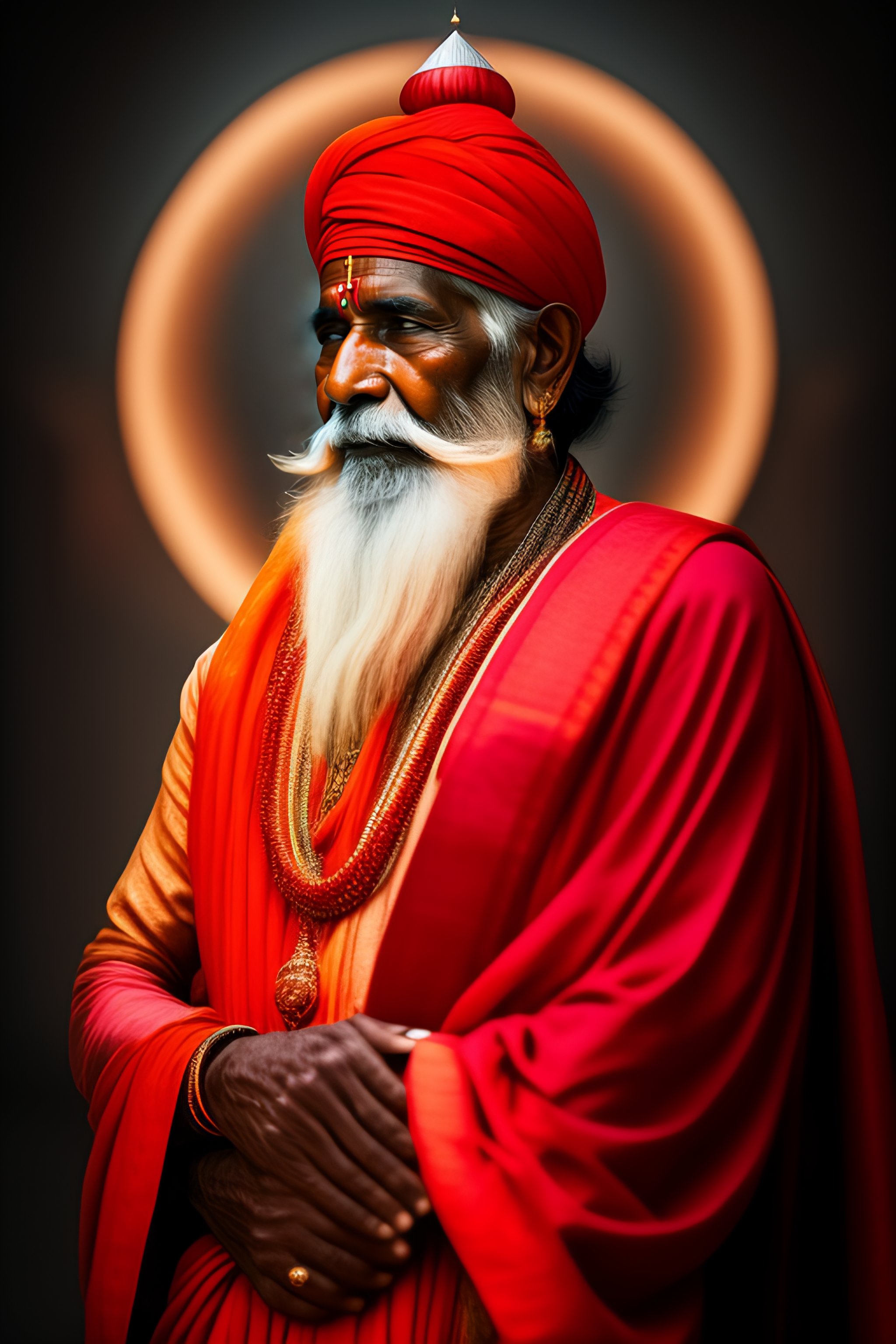 Lexica - Old Hindu Male Saint with red pointy hat and white beard ...