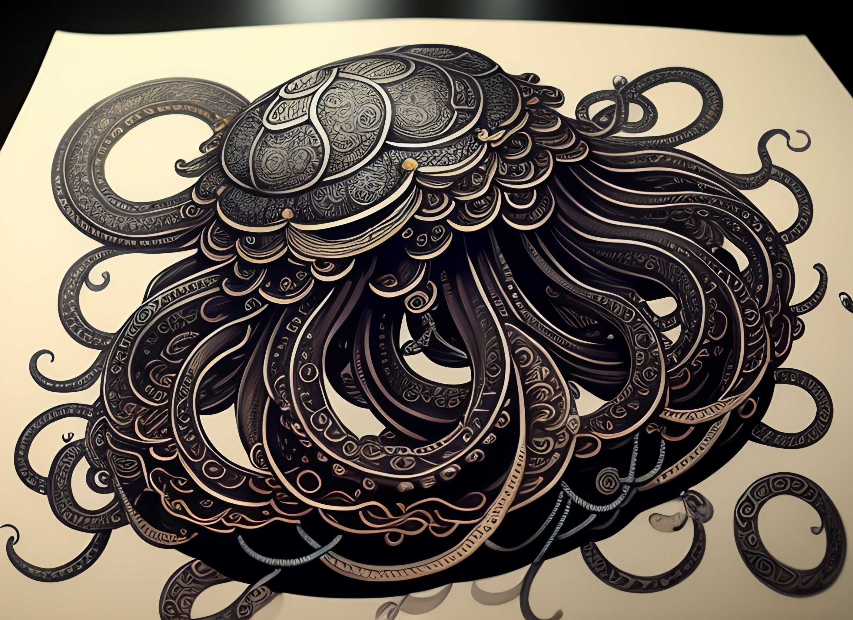 Lexica - A robot octopus with chains for arms, beautiful ink drawing in ...