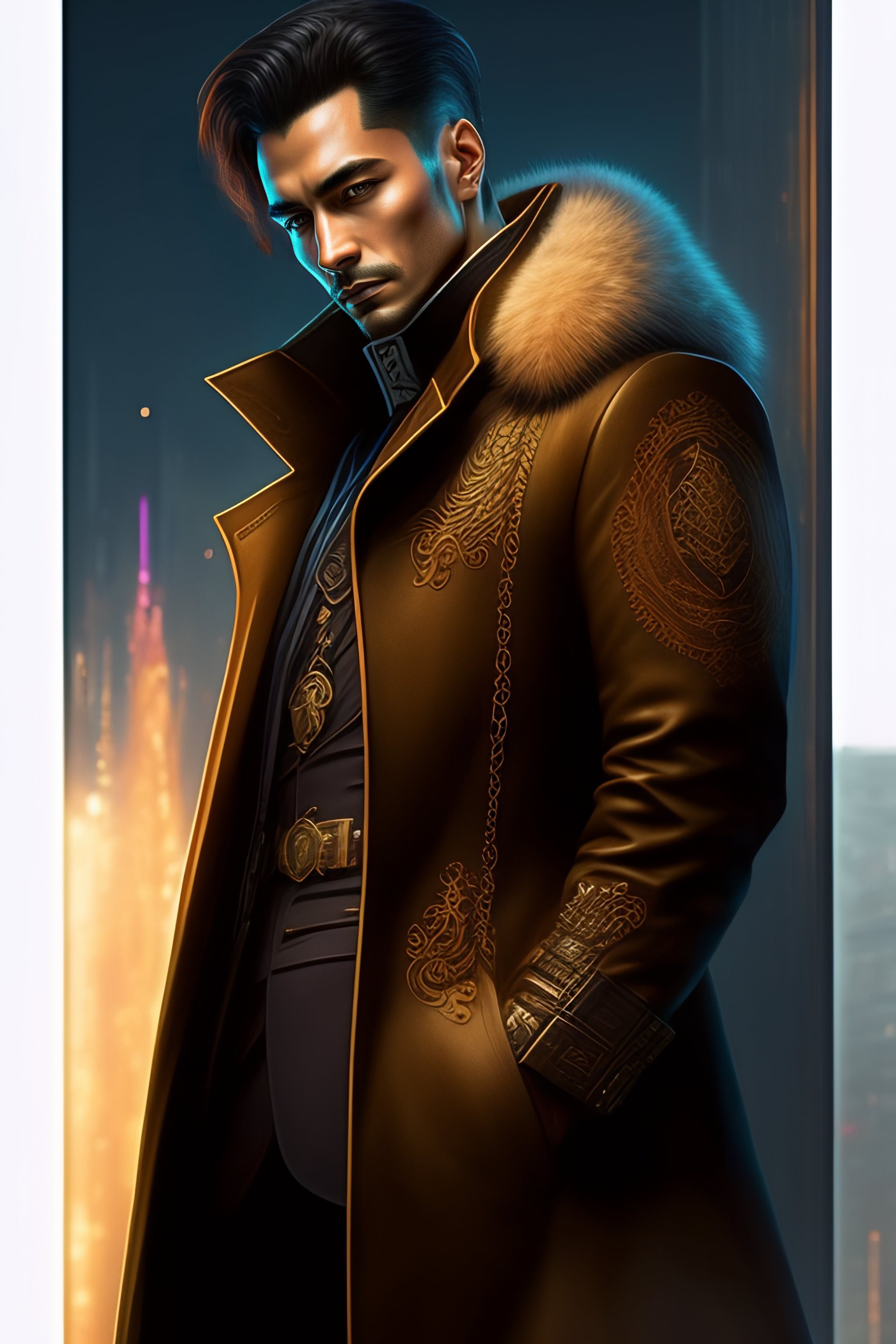 Lexica - Highly detailed cyberpunk like serial detective wearing long ...