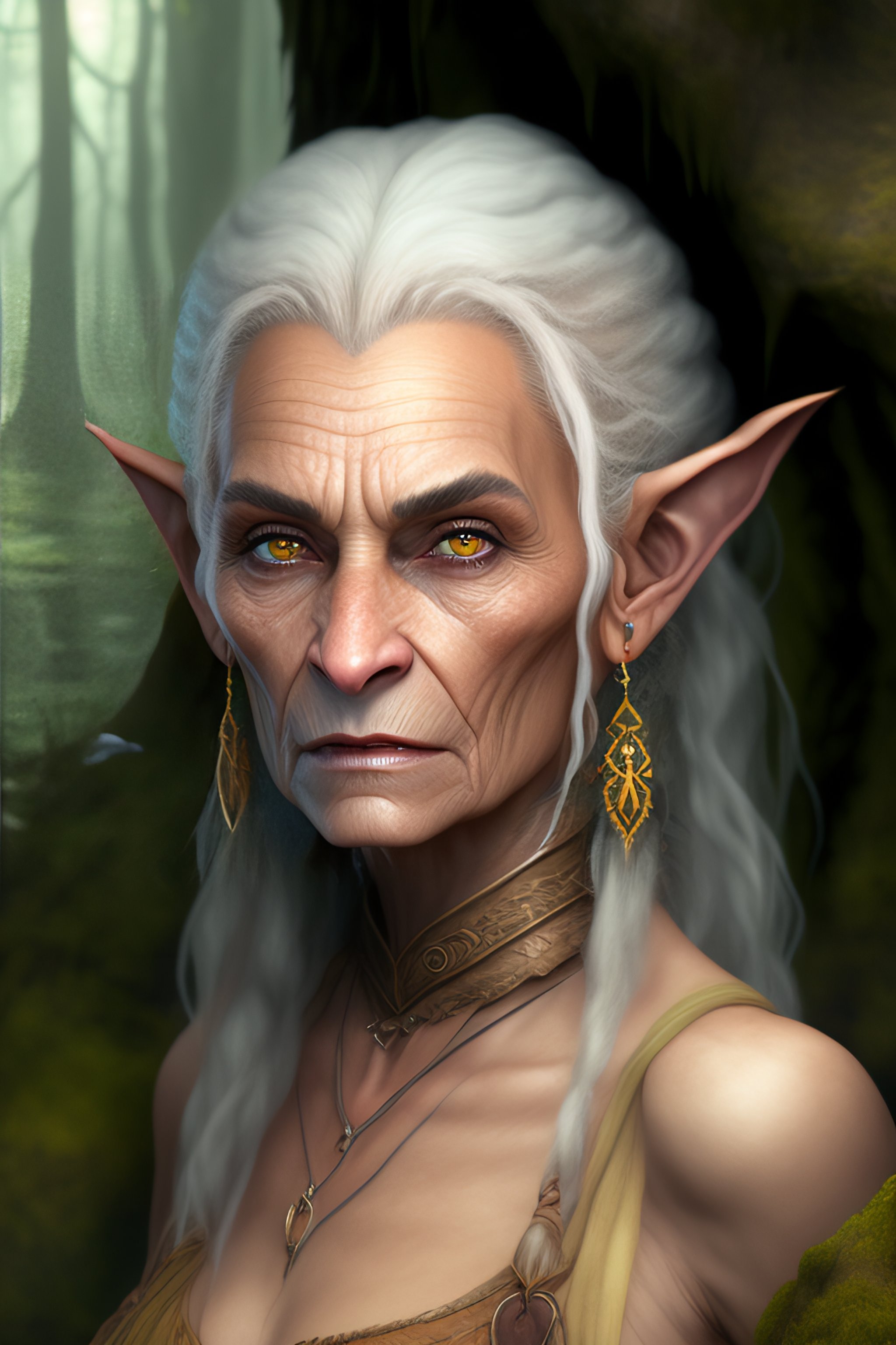 Lexica - An old, short and skinny halfling swamp witch with thin hair ...