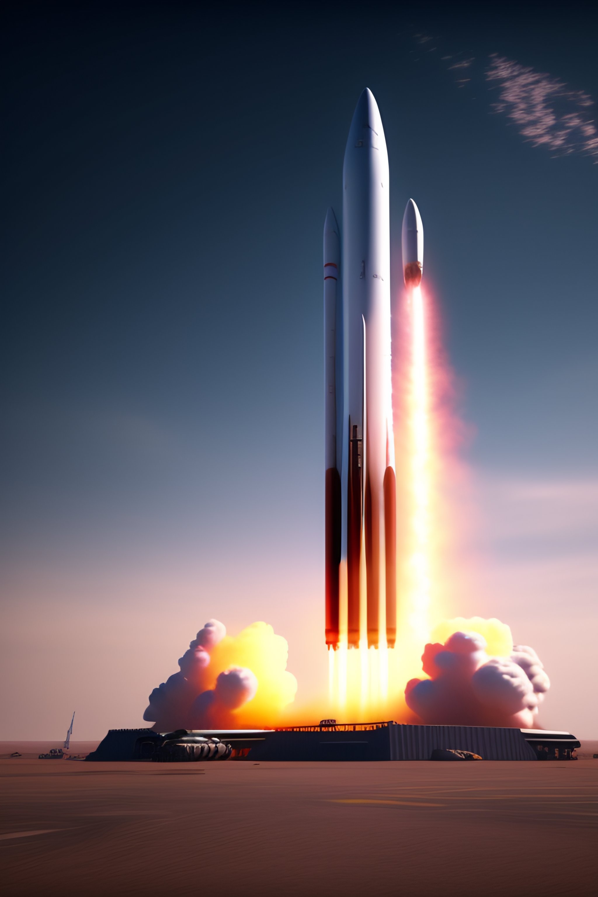 Lexica - Photograph of Spacex starship on top of Falcon Heavy rocket ...