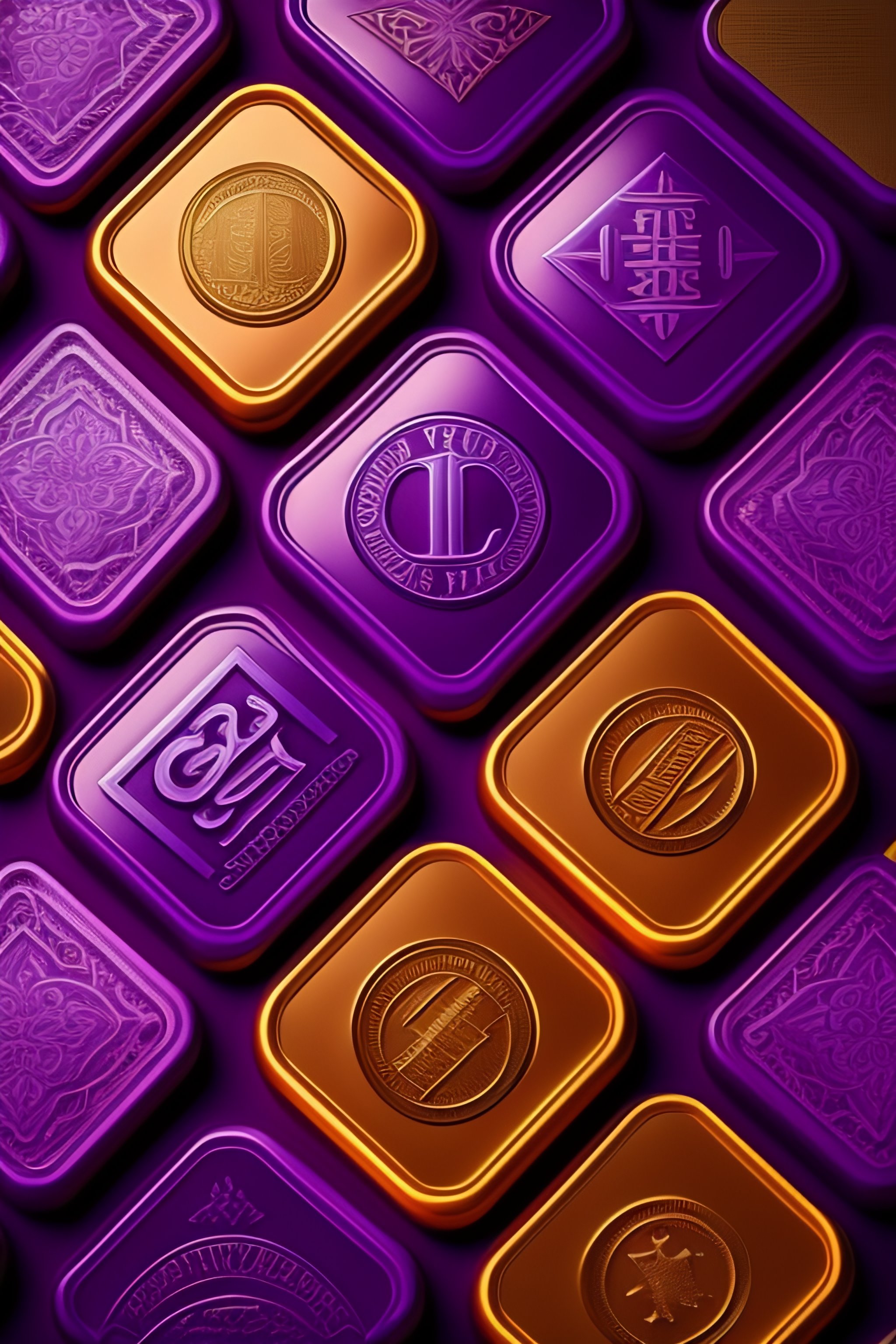 Lexica - Currency symbols in purple metal