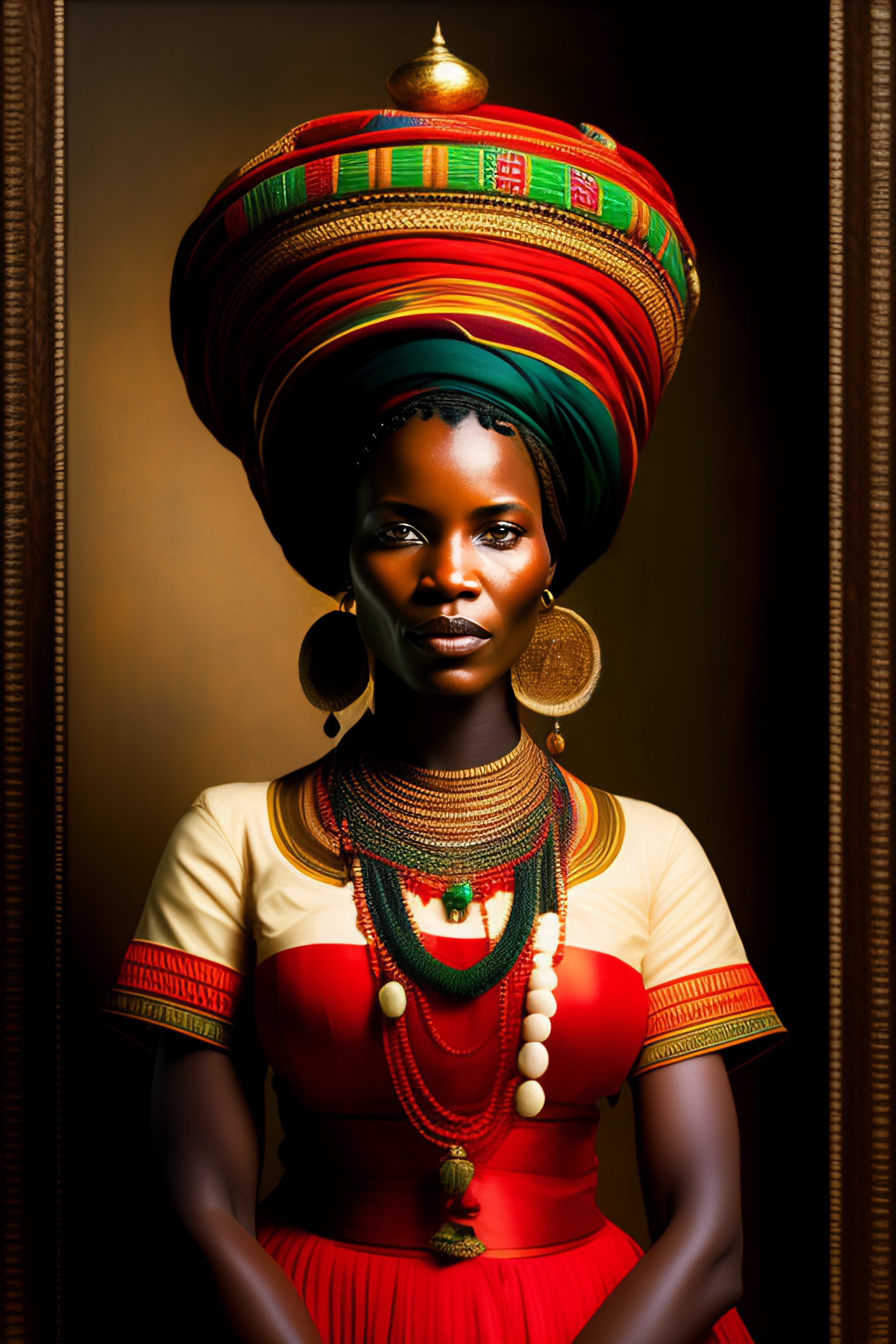 Lexica - Portrait from an African lady with a pot on the head.